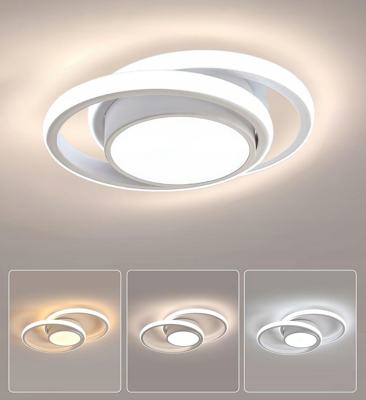 LAMPA SUFITOWA LED RING LAMPA WISZACA BIAŁY 3000K NOWOCZESNA DO SALONU ...