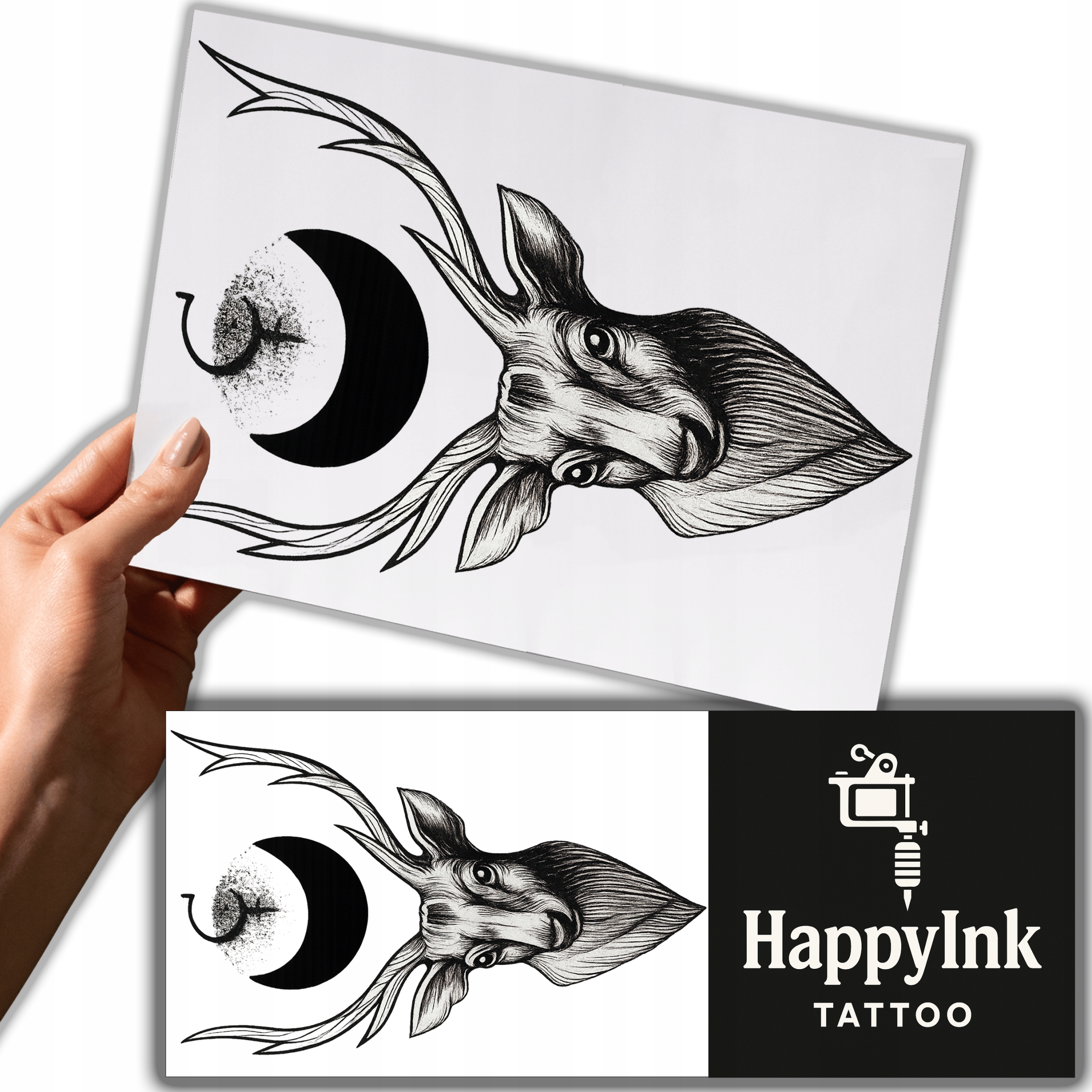 TETOVÁLÁS NAGY LEMOSHATÓ IDEIGLENES SZARVAS HOLD ÉJSZAKA BULI ANDRÁS za 1085.00HUF-ért - Allegro