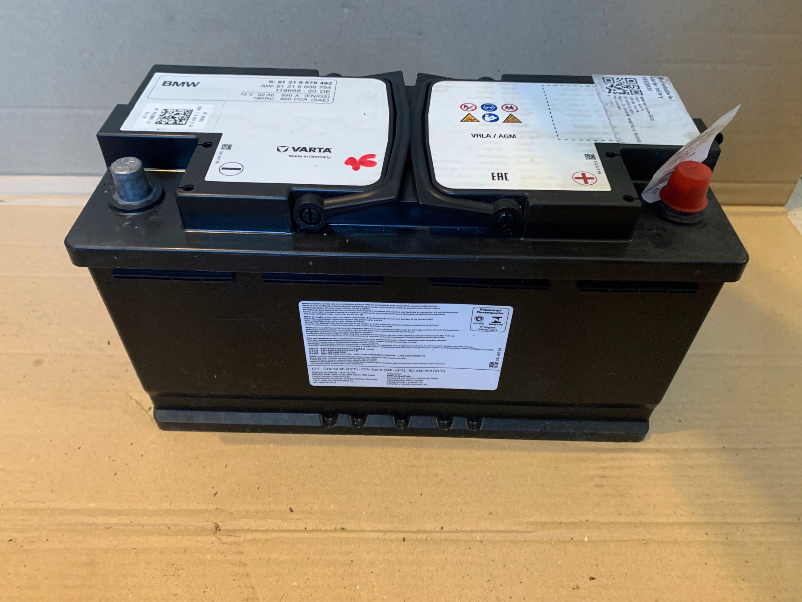 AKUMULATOR VRLA / AGM 12V 92AH 850A BMW 9878492 ORYGINAŁ za 1200.00PLN ...