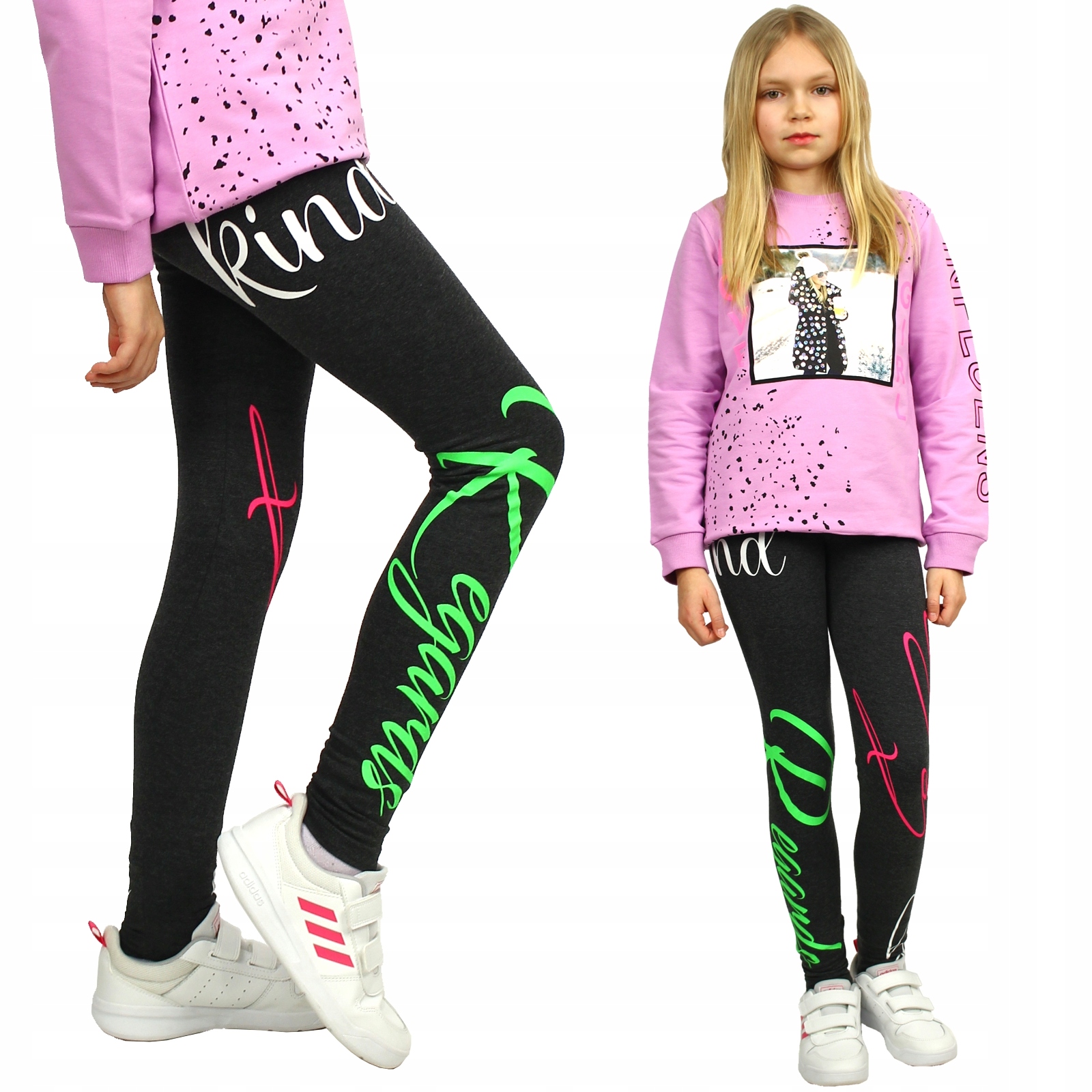 Getry LEGINSY Print NEONOWE Napisy DŁUGIE 158 • Cena, Opinie • Legginsy ...