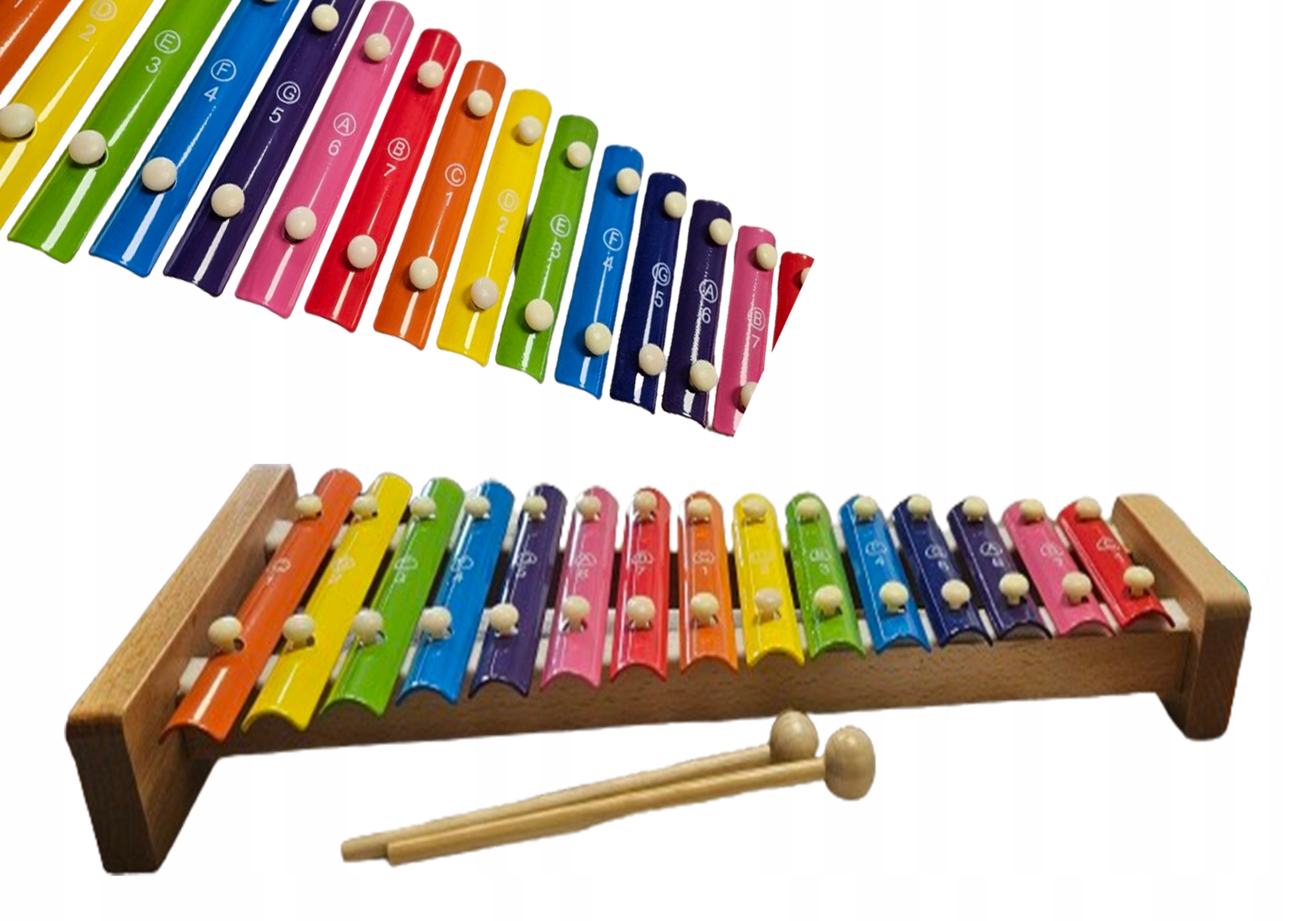 DĚTSKÉ CIMBÁLKY S ŘADOU NA UČENÍ ZVUKŮ BAREVNÉ 43CM E2356 EMAJ - Allegro