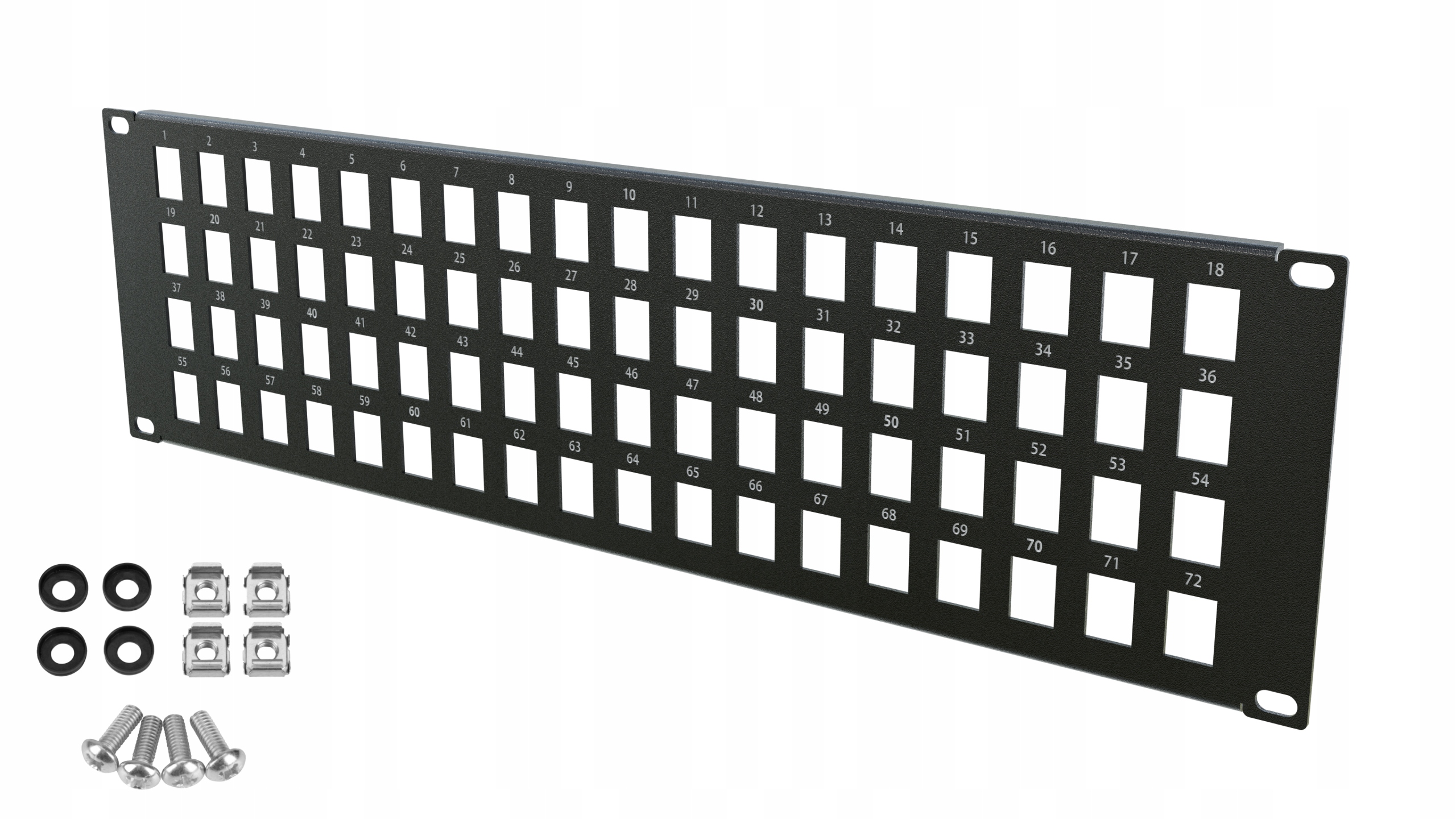 Patch Panel RACK 19" 3U 72 Sloty Černá Stalflex pro RACK síťové skříně ...