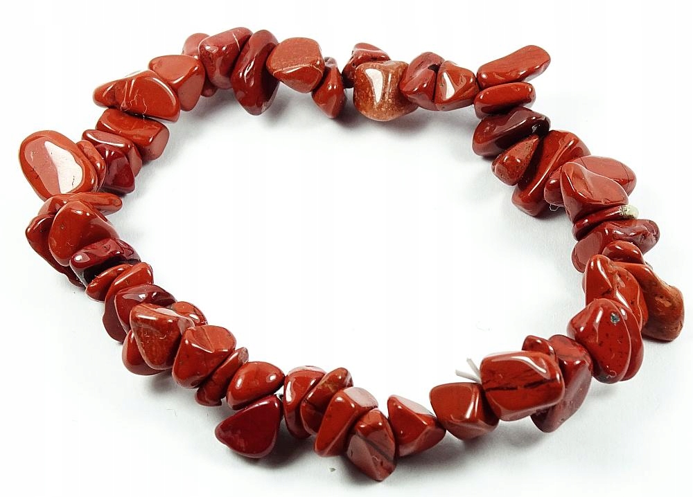 JASPIS CZERWONY - BRANSOLETKA NATURALNA - SIECZKA - CZIPS - • Cena ...