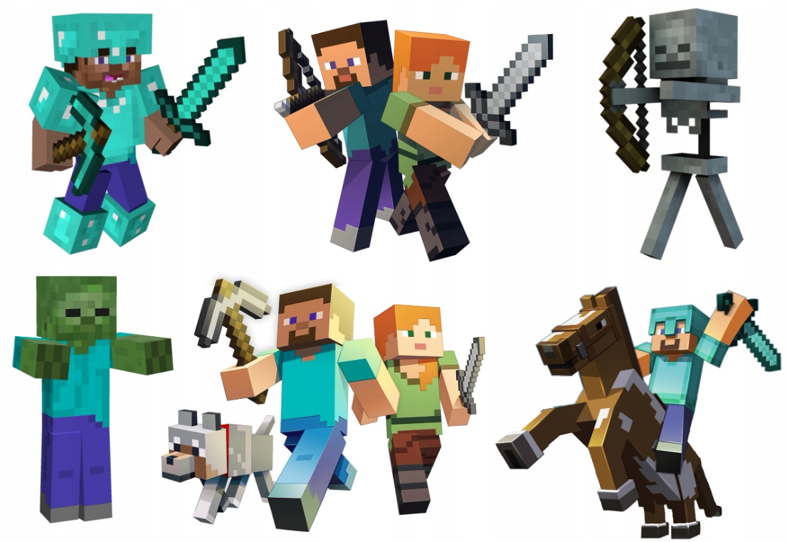 Opłatek na Tort MINECRAFT POSTACIE wydruk cukrowy A4 14451828873 ...