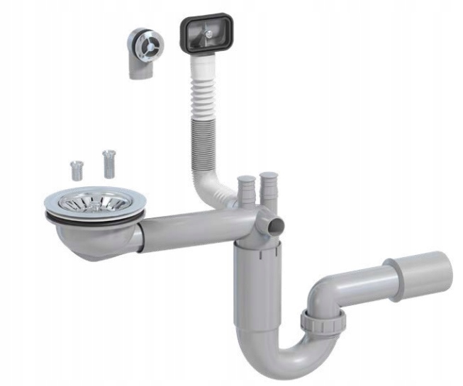 Syfon zlewozmywakowy jednokomorowy z przelewem (PL1-D9C45-01PL) • Cena ...
