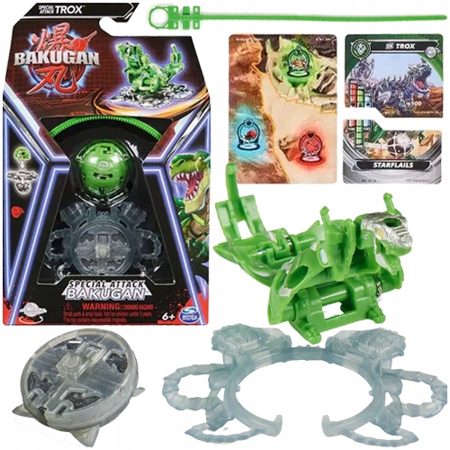 BAKUGAN TROX GREEN FIGURKA BITEWNA KULA TRANSFORMUJĄCA KARTA SPECIAL ...