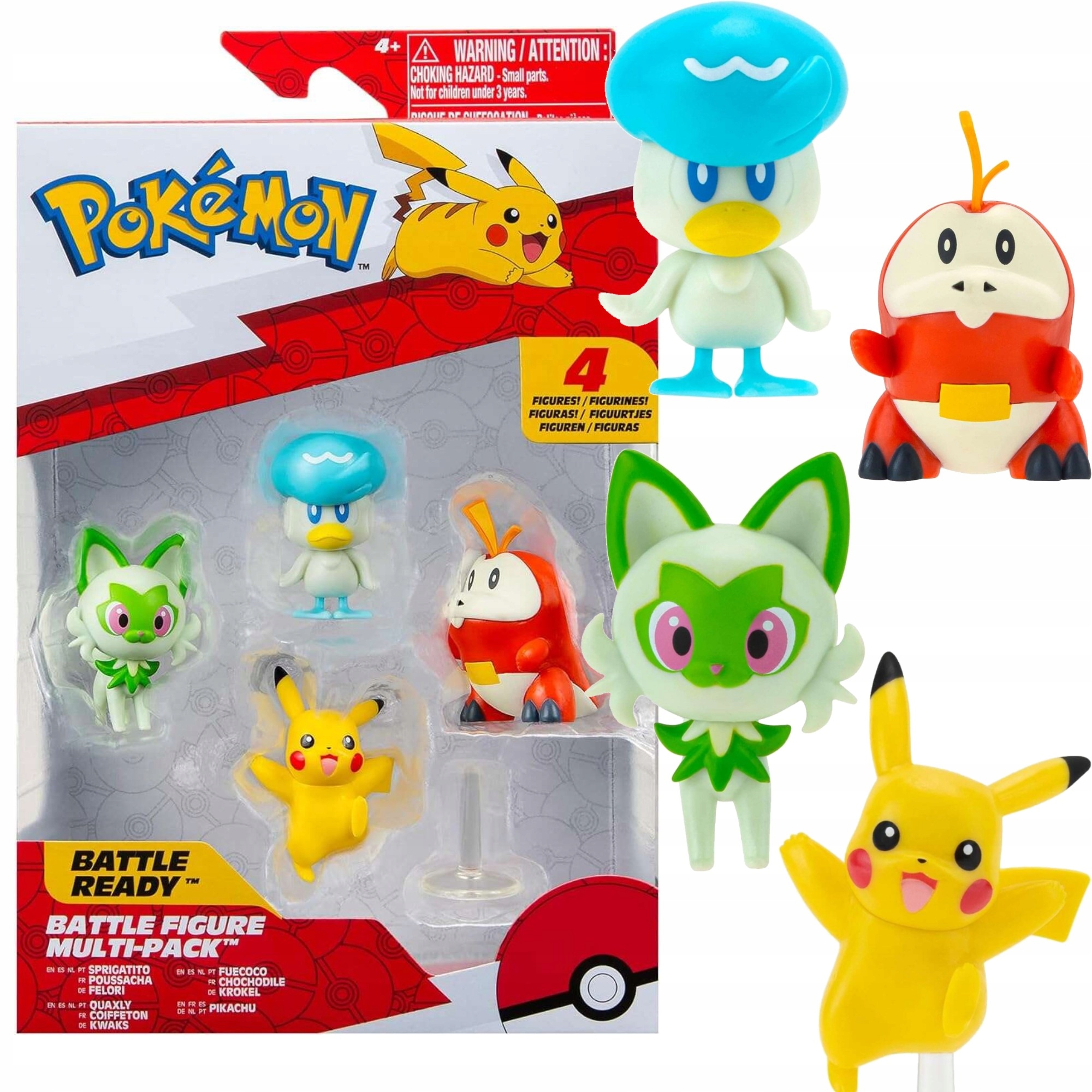 POKEMON ZESTAW 4 FIGUREK PIKACHU QUAXLY FUECOCO SPRIGATITO 5 CM ...