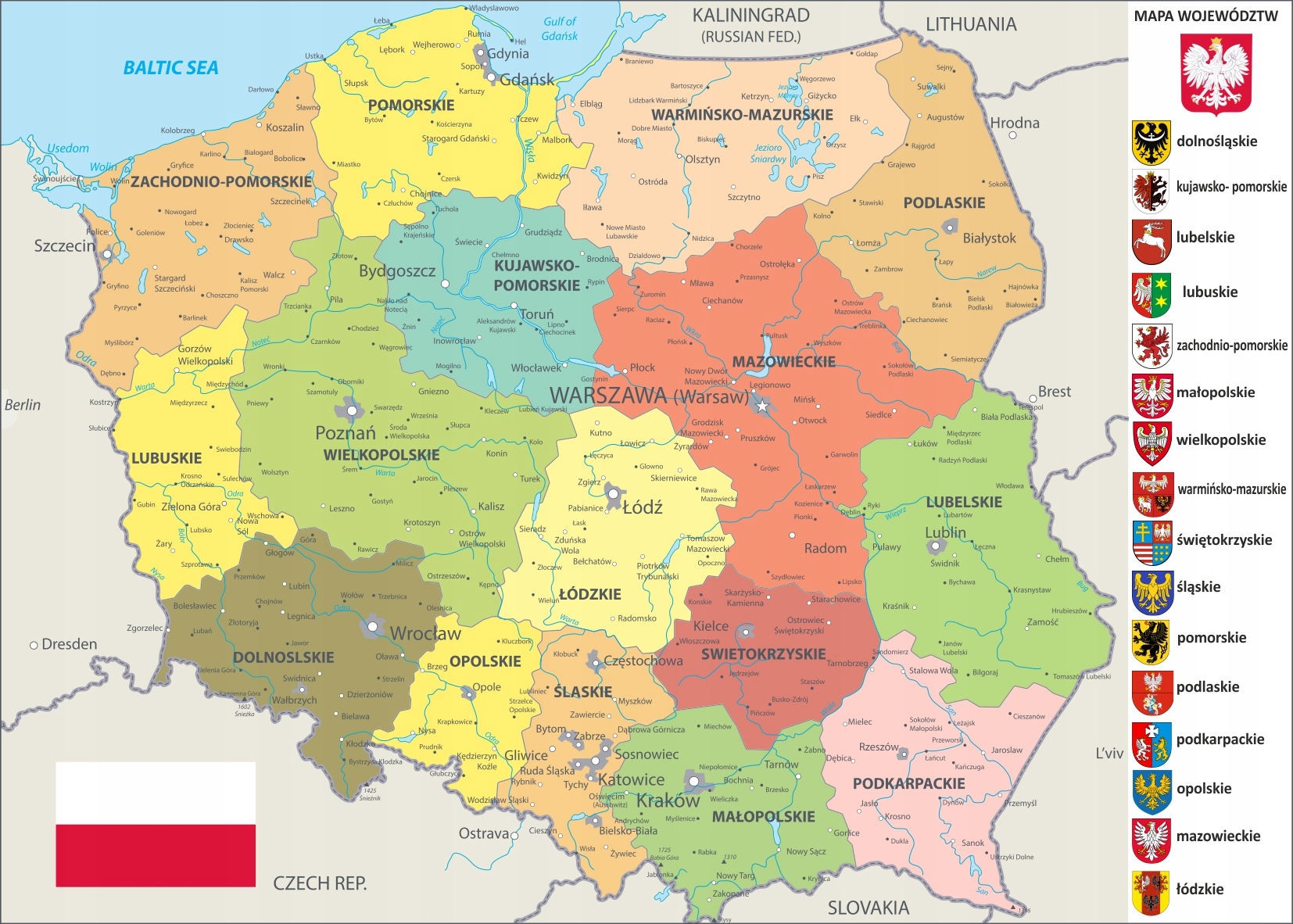 Mata ochronna na biurko mapa Polski województwa • Cena, Opinie - Allegro