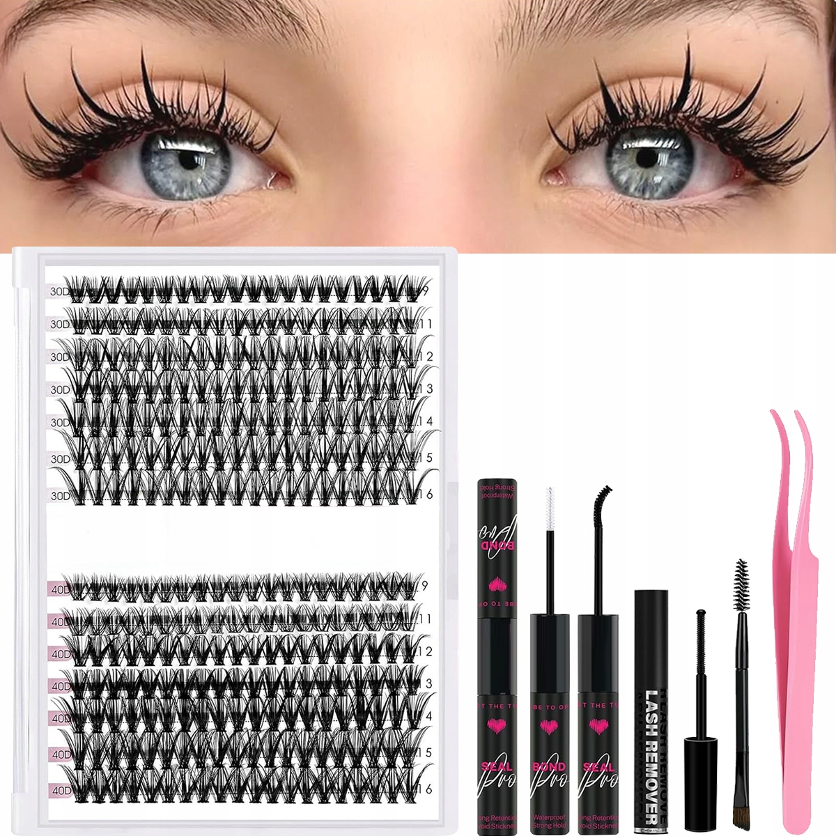 Képregény stílusú SZETT OTTHONI SZEMPILLA HOSSZABBÍTÁSHOZ + RAGASZTÓ ...