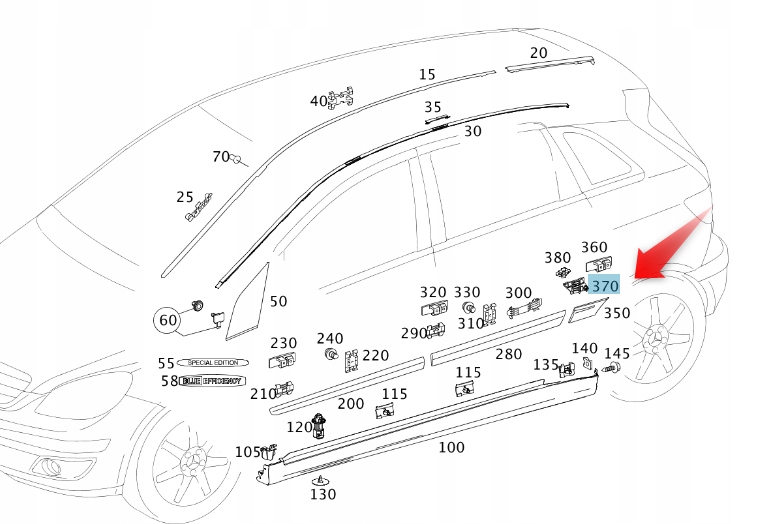 KLIPS MONTAŻ LISTWY NA BŁOTNIK MERCEDES B W245 P A0009916071 za 43,70 ...