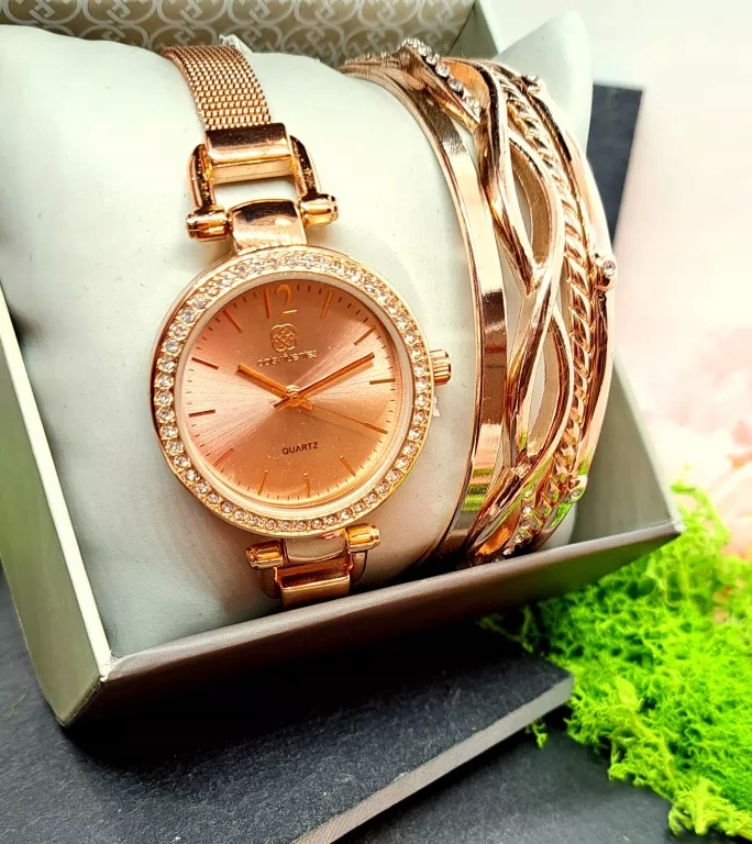 ZEGAREK DAISY FUENTES RÓŻOWE ZŁOTO + BRANSOLETKI MEGA KOMPLET ...