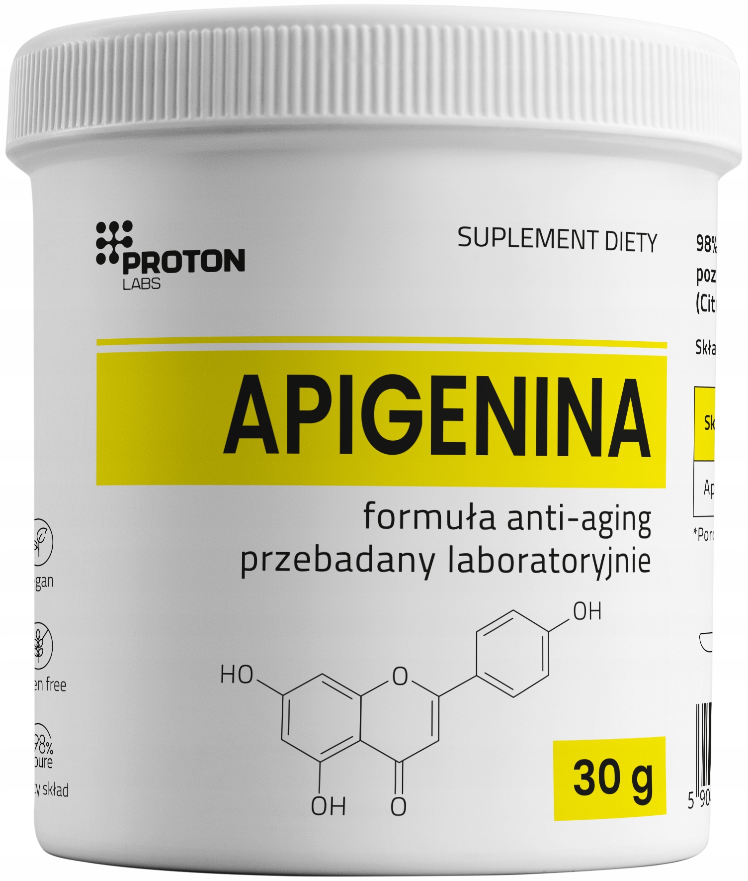 PROTON LABS Apigenina 30g CZYSTY PROSZEK Apigenin 98-99% PURE ...