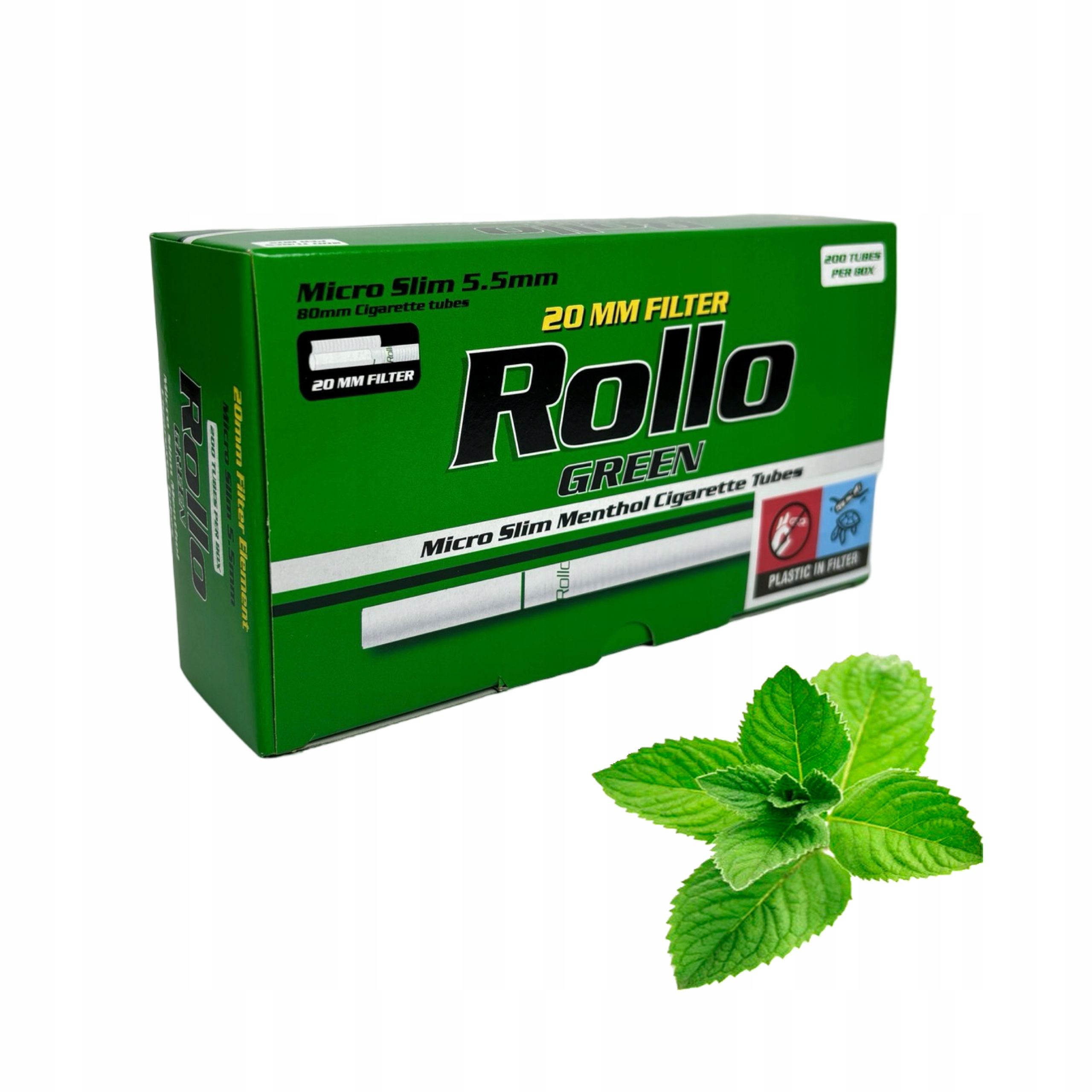 GILZY ROLLO GREEN 5,5mm MENTHOL MICRO SLIM BIAŁE GILZY PAPIEROSOWE ...