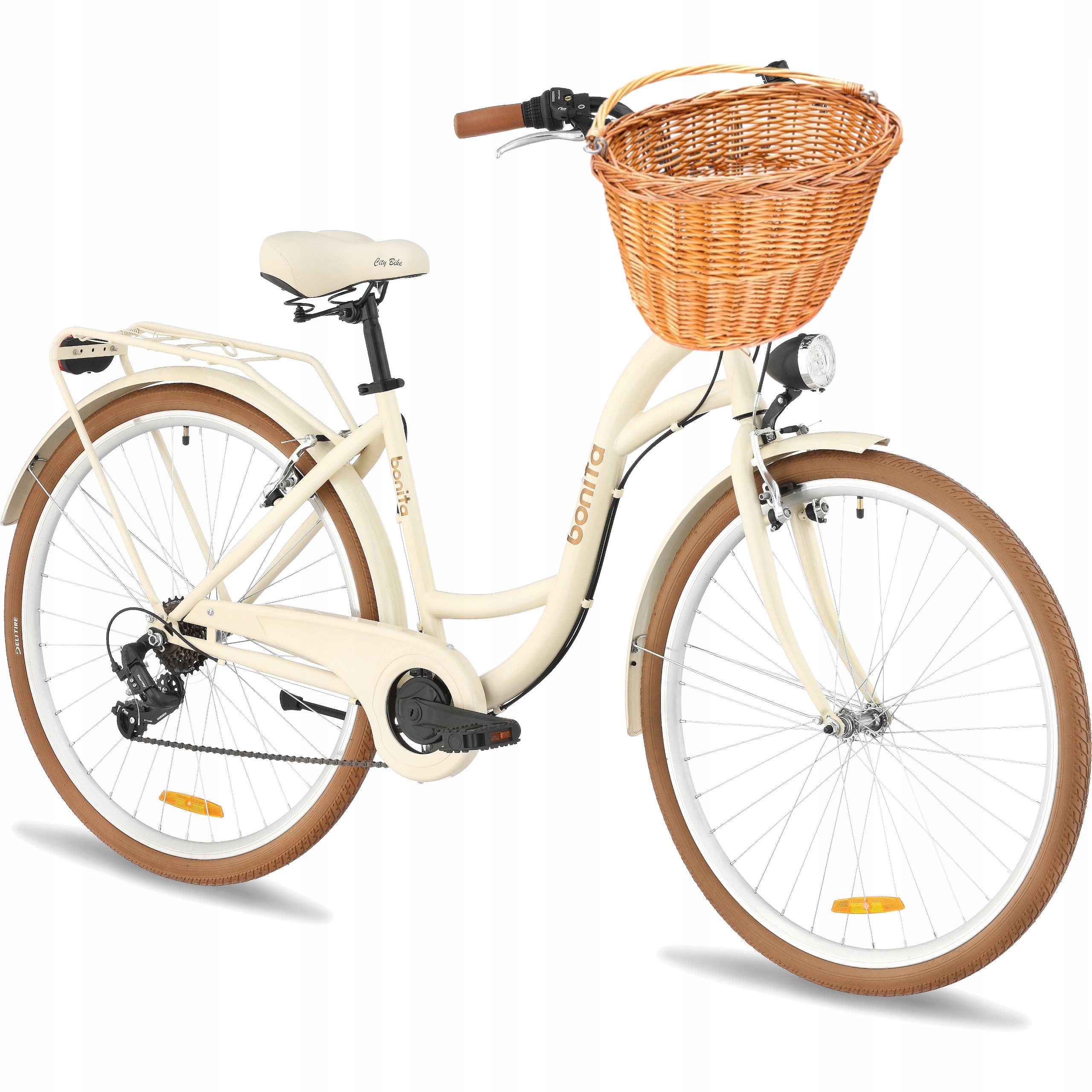 ROWER MIEJSKI DAMSKI 28 SHIMANO LEKKA DAMKA ORLANDO 7 BIEG + KOSZ ...