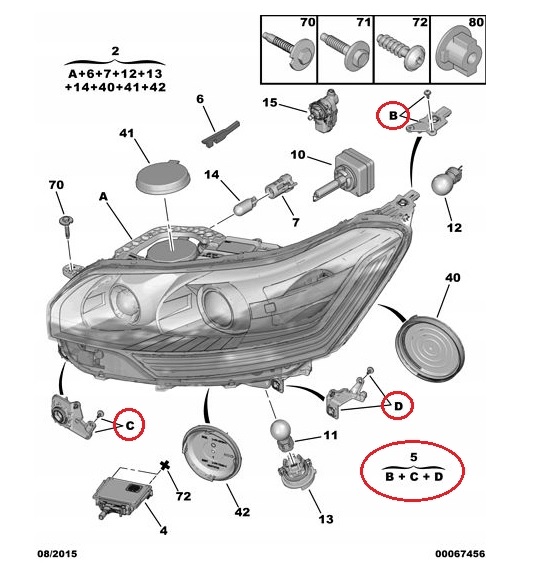6212F1 - Крепление фары Xenon CITROEN C5 III справа купить на Avtoex из ...