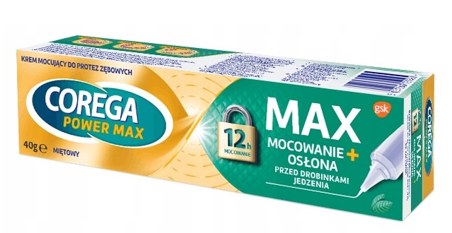 Corega Power Max 40 g krem mocujący do protez zębowych miętowy ...