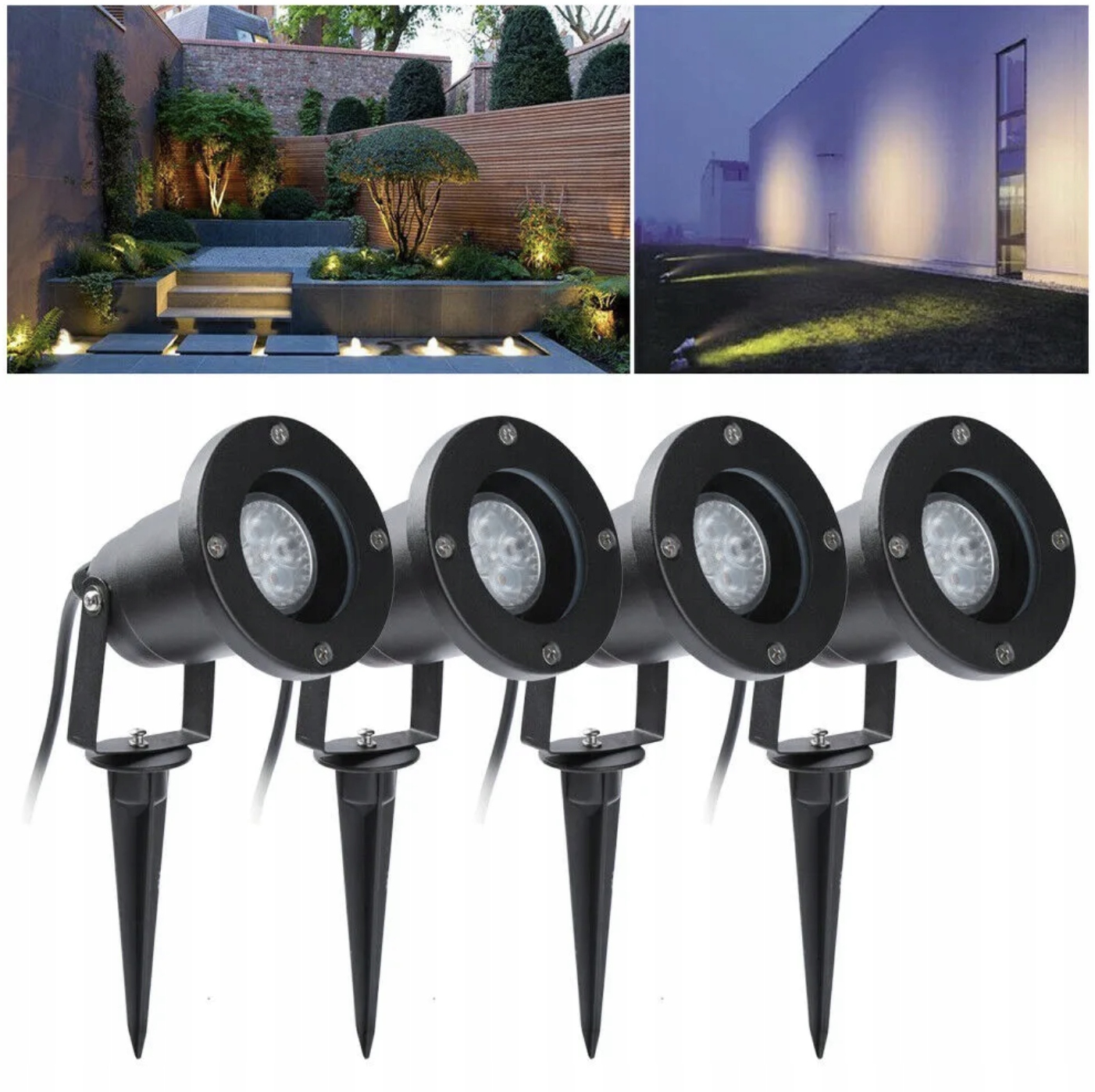 LAMPA REFLEKTOR OGRODOWA WBIJANA 4 SZT LED HALOGEN (KLASA IP65 STOJĄCA ...