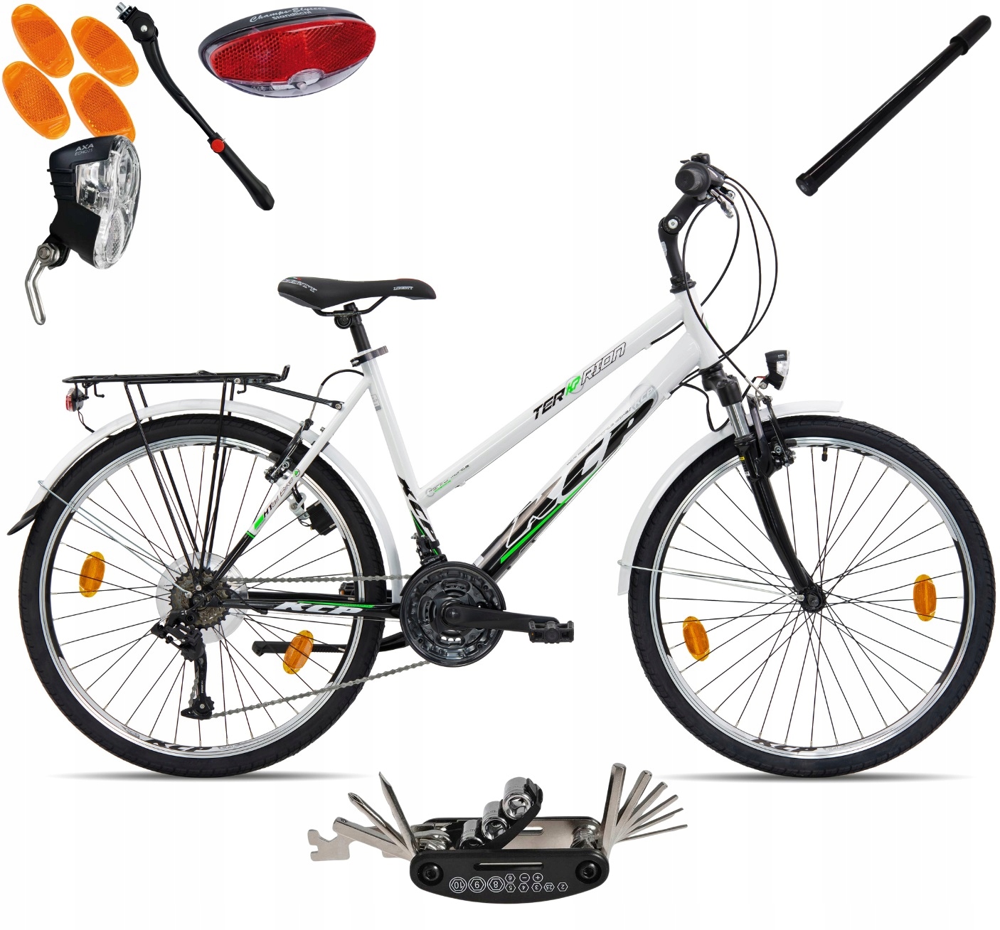 Rower Damski Trekkingowy Miejski Koła 26" SHIMANO Dynamo Amortyzacja ...