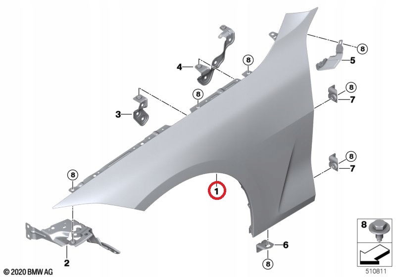 OE BMW G20 G21 BŁOTNIK LEWY PRZÓD PRZEDNI 41008494439 5905232236423 za ...