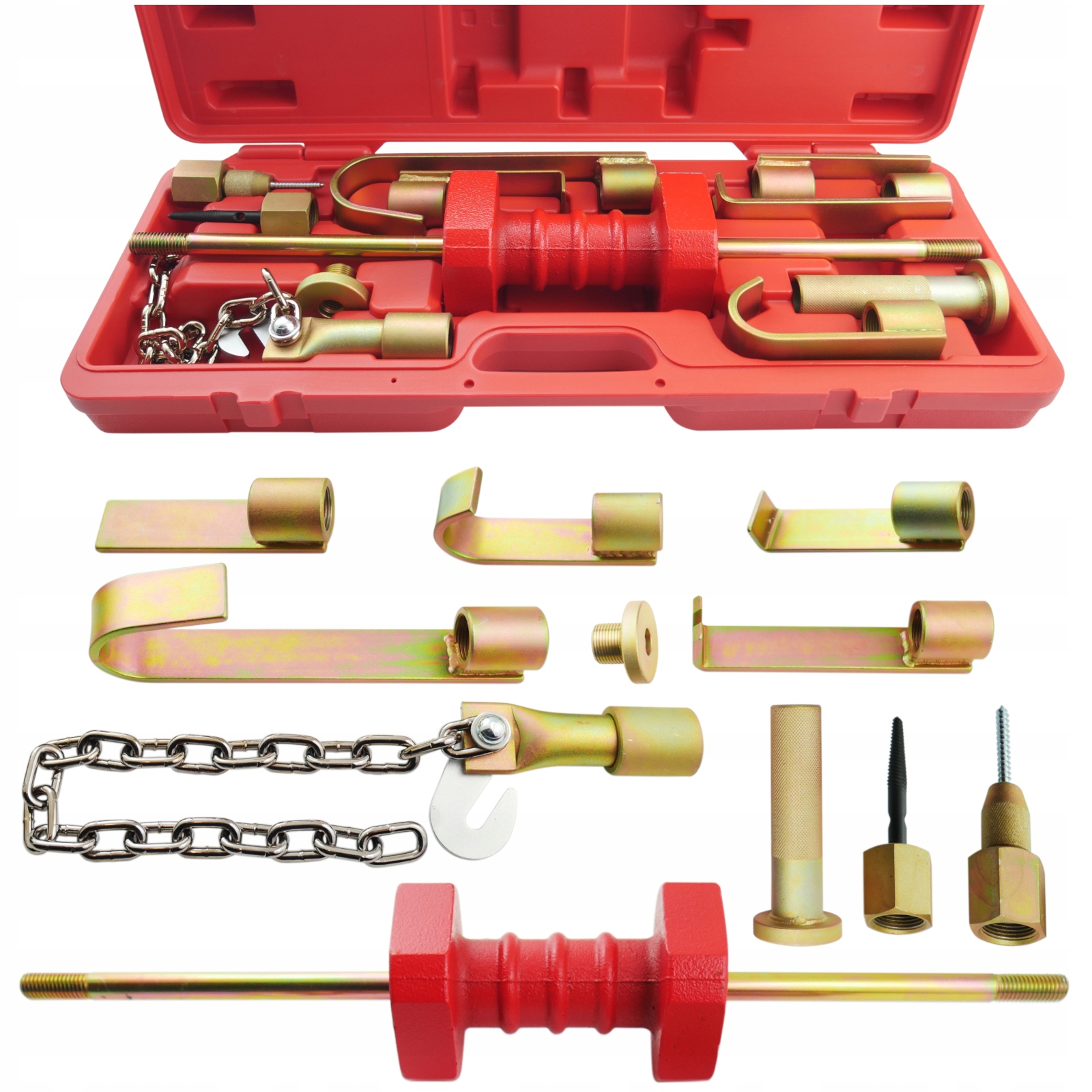 Wybijak blacharski Zestaw młotek BEZWŁADNOŚCIOWY 5,4 kg Hak Łańcuch ...