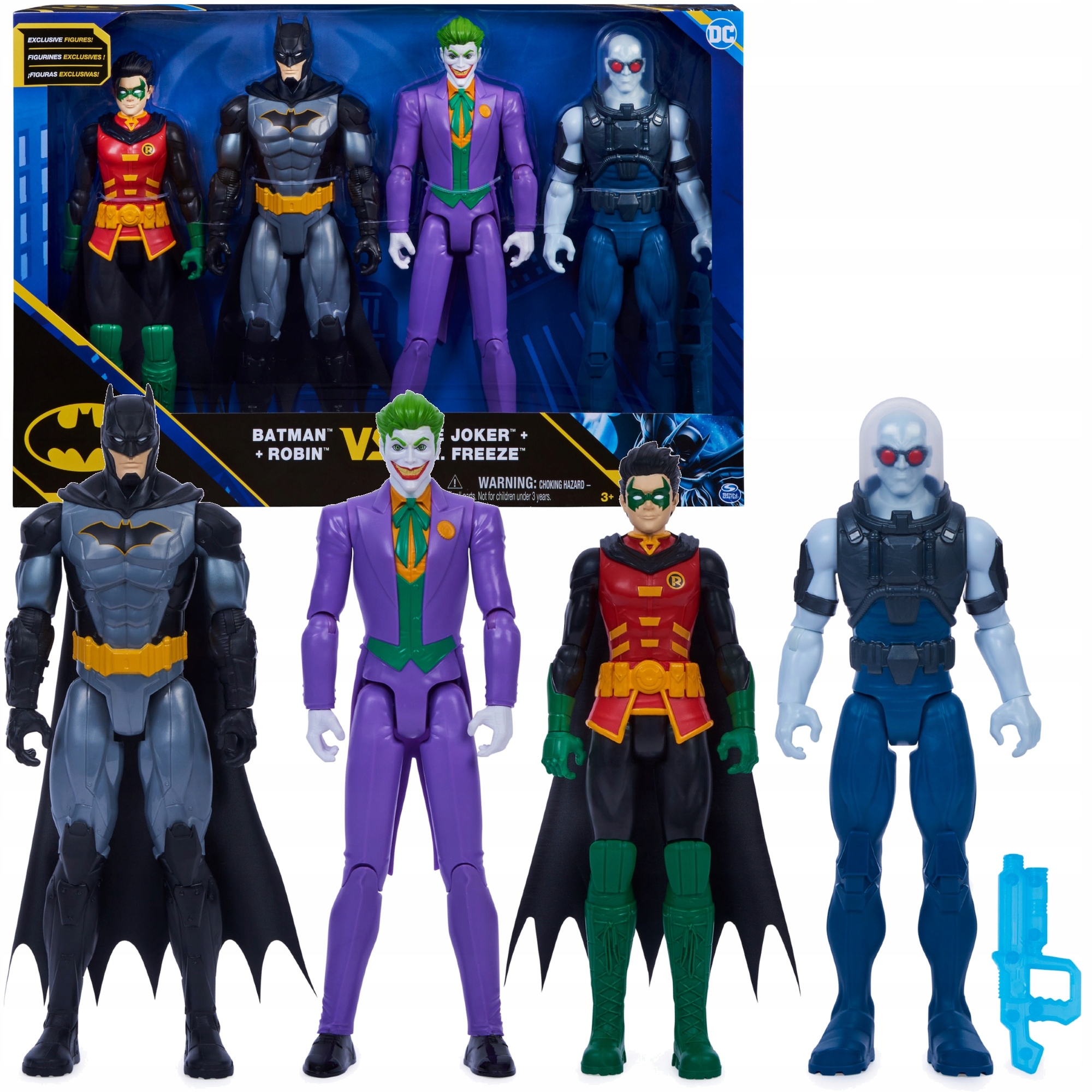 BATCMAN DC ZESTAW 4 FIGURKI AKCJI BATMAN ROBIN JOKER MR FREEZE 30 CM ...