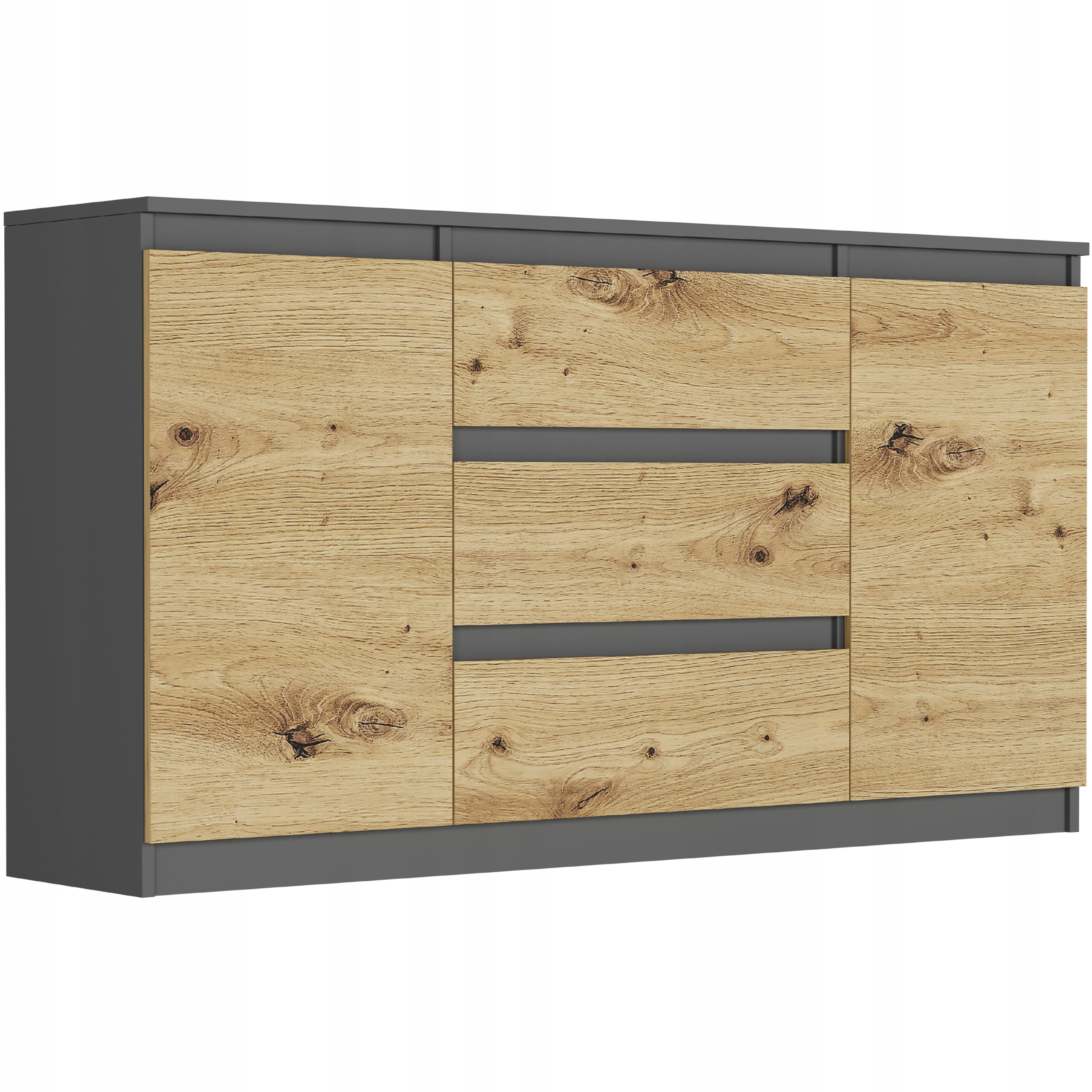 KOMODA 140 SZAFKA 3 SZUFLADY 2 PÓŁKI R-140-S3 ANTRACYT MIX ARTISAN ...