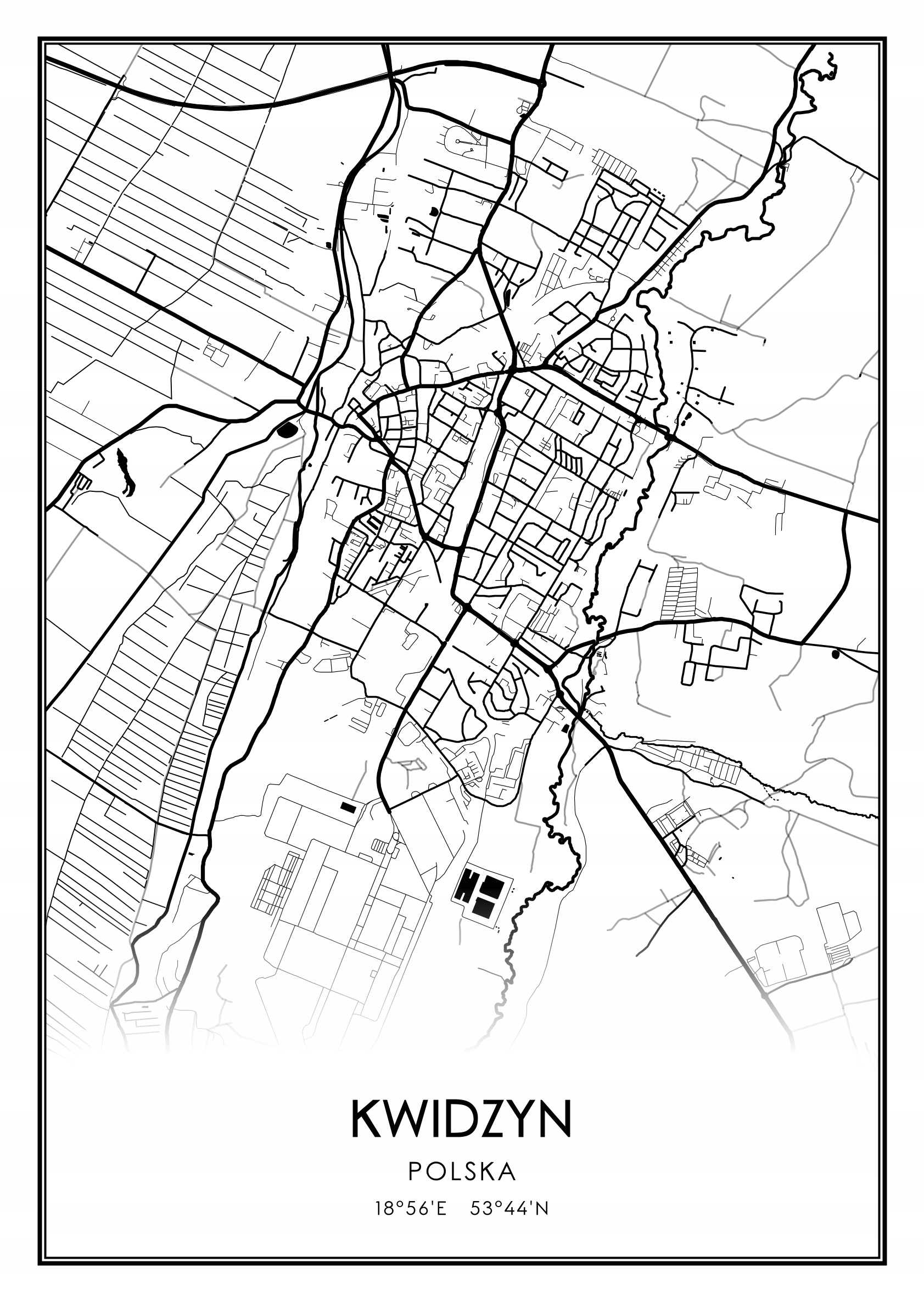 Plakat mapa czarno biała bez ramy 70 x 100 cm • Cena, Opinie • Plakaty ...