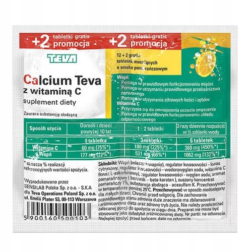 TEVA Calcium wapno musujące Witamina C 14 tabletek (5900160500103 ...