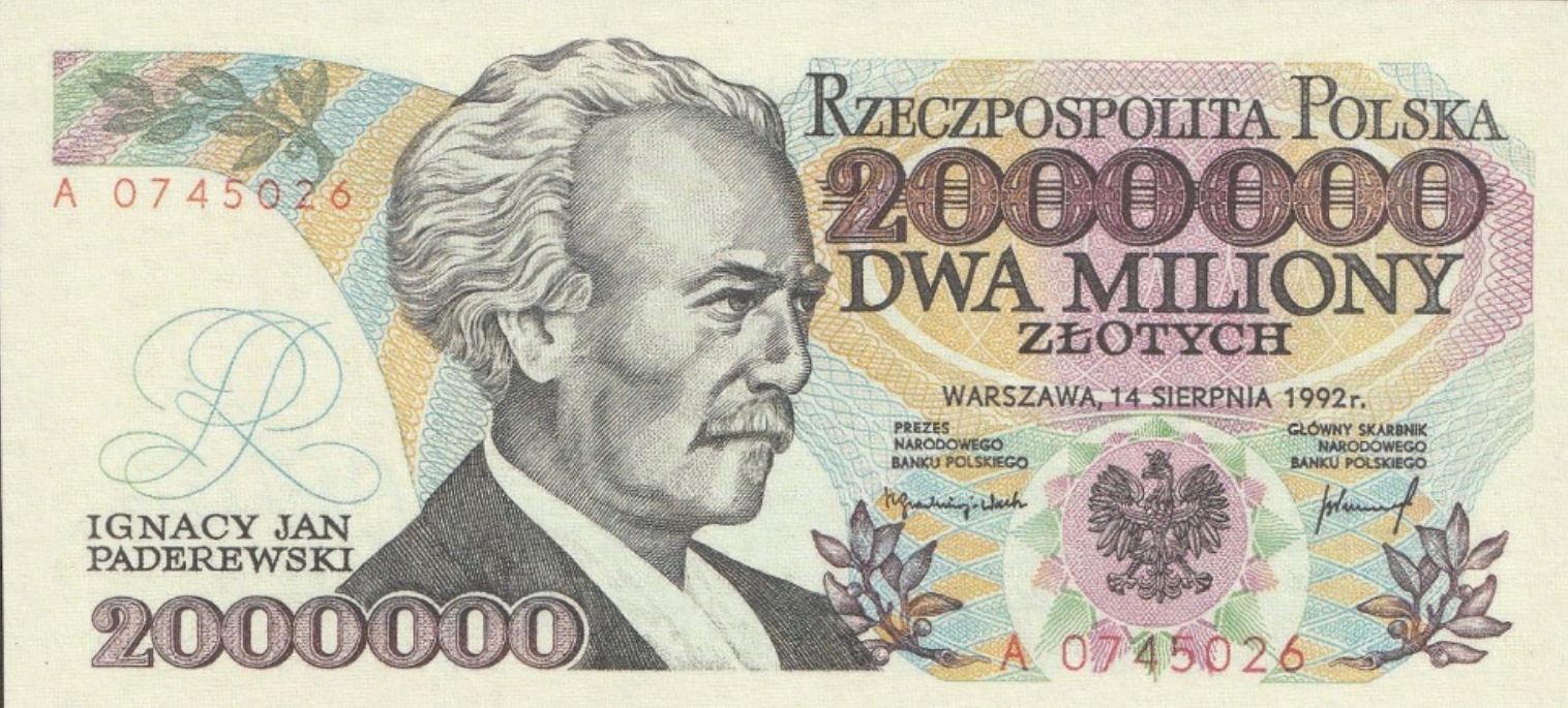 BANKNOT PRL -1992- 2.000000 ZŁOTYCH -SERIA CZERWONA Z BŁĘDEM -KOPIA ...