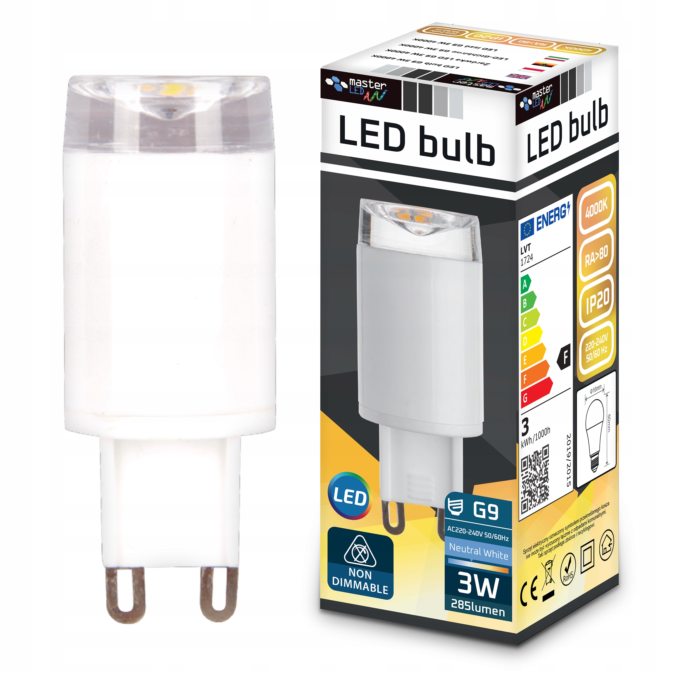 Żarówka LED G9 3W 4000K biały neutralny 285lm do żyrandoli MOCNA ...