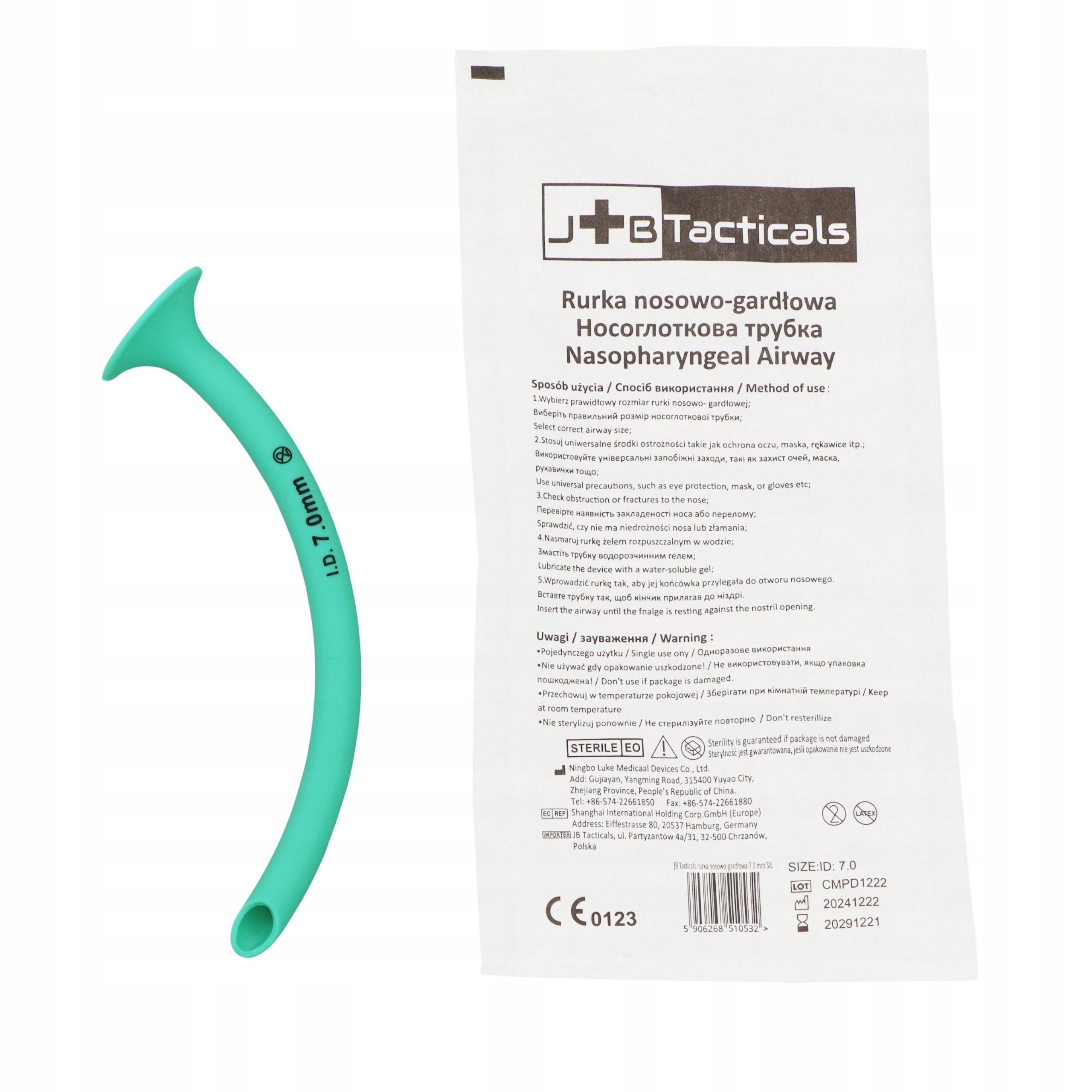 Rurka nosowo-gardłowa silikonowa z kołnierzem 7.0 7mm JB Tacticals CH ...