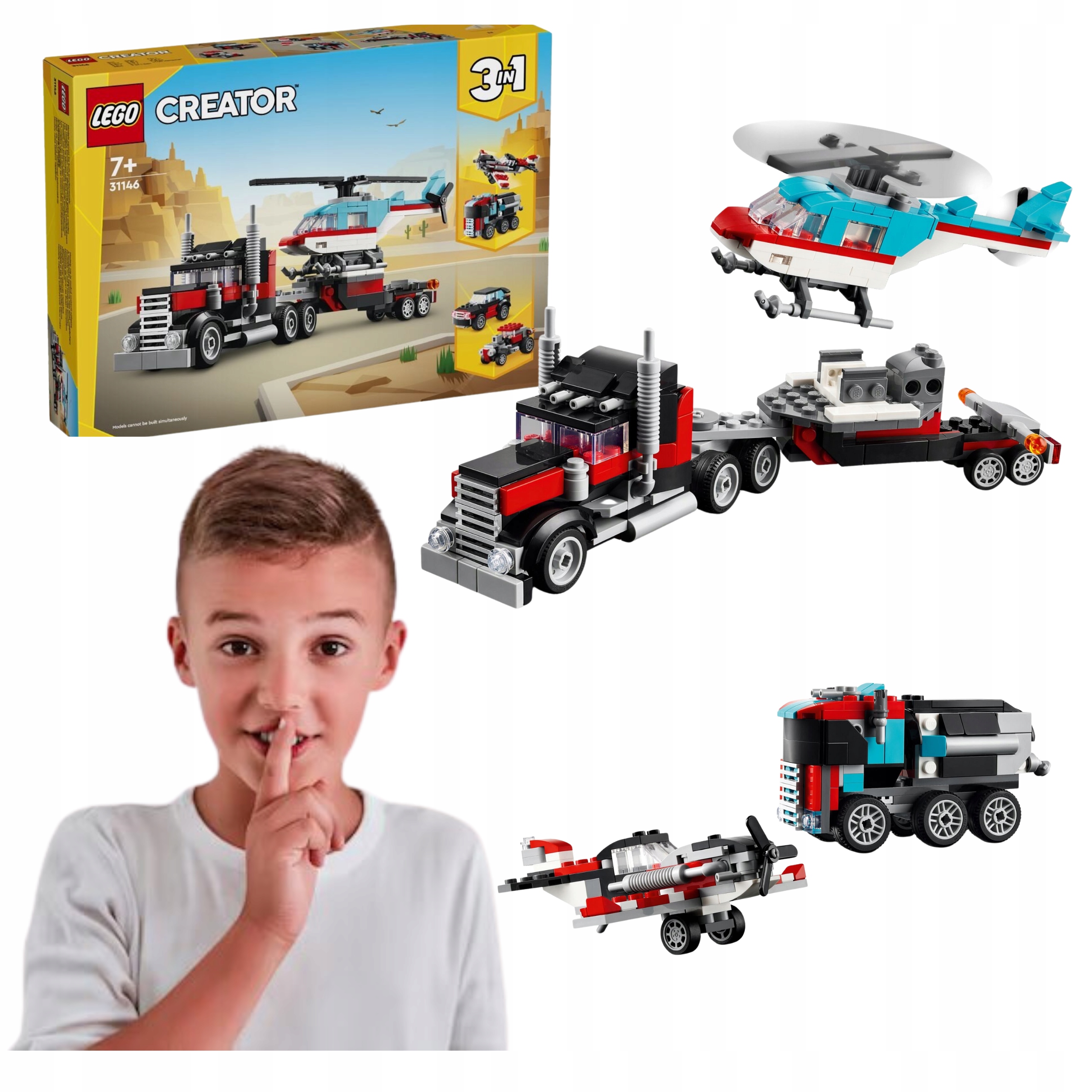 LEGO CREATOR CIEŻARÓWKA CHELIKOPTER 3 W 1 PLATFORMA Z HELIKOPTEREM ...