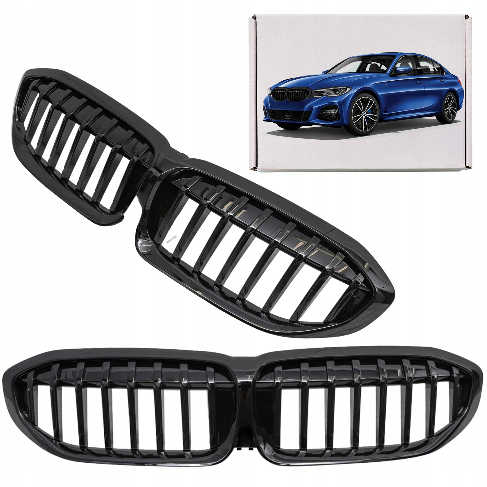 BMW SERIA 3 G20 G21 18+ GRILL NERKI M PAKIET ATRAPA BEZ KAMERY ...