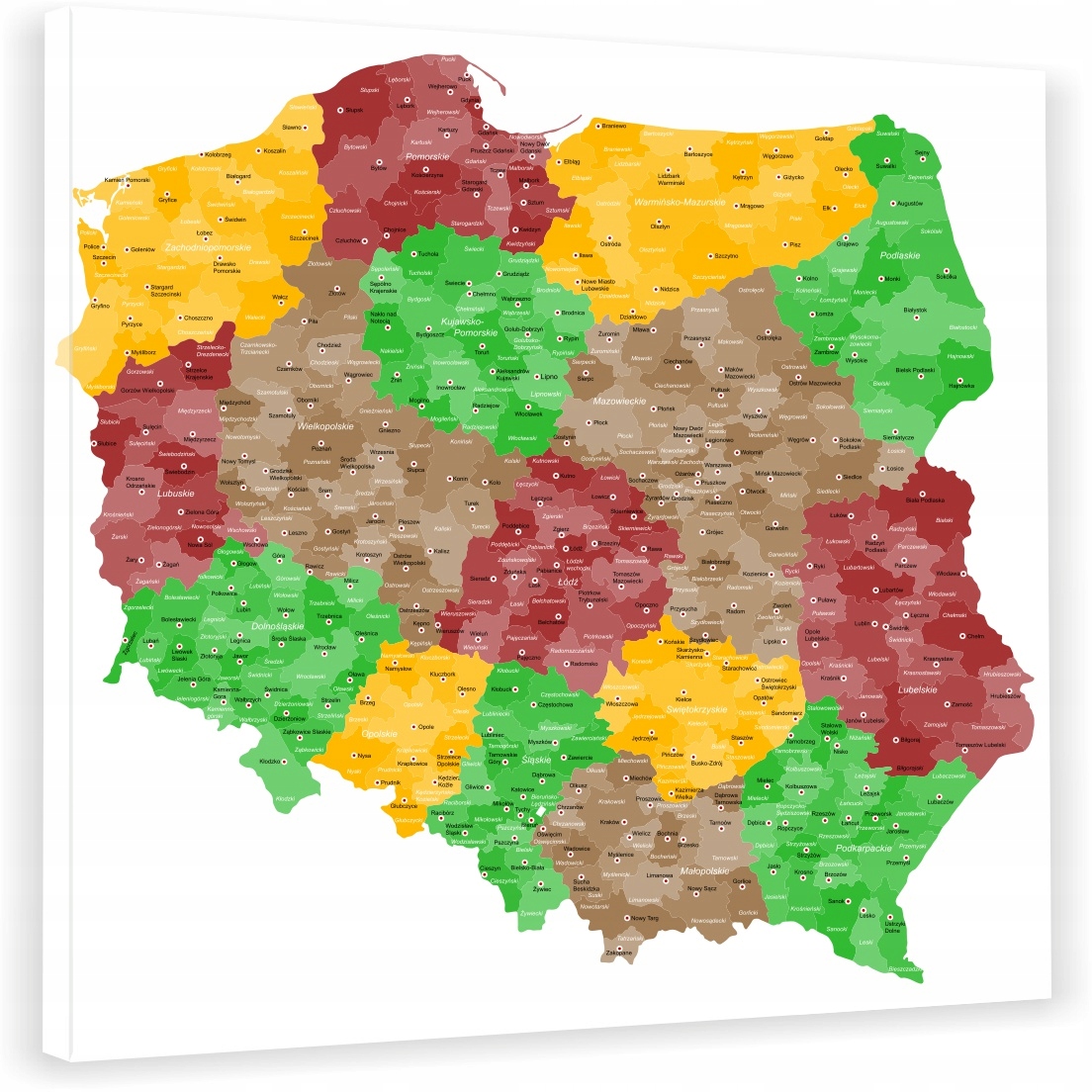 TABLICA KORKOWA OBRAZ ścienny MAPA POLSKI POLSKA 60x60 pinezki gratis ...