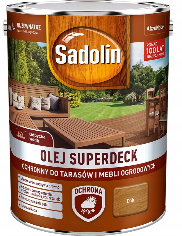 SADOLIN SUPERDECK- olej do tarasów, dąb, 5l (5904078205020) • Cena ...