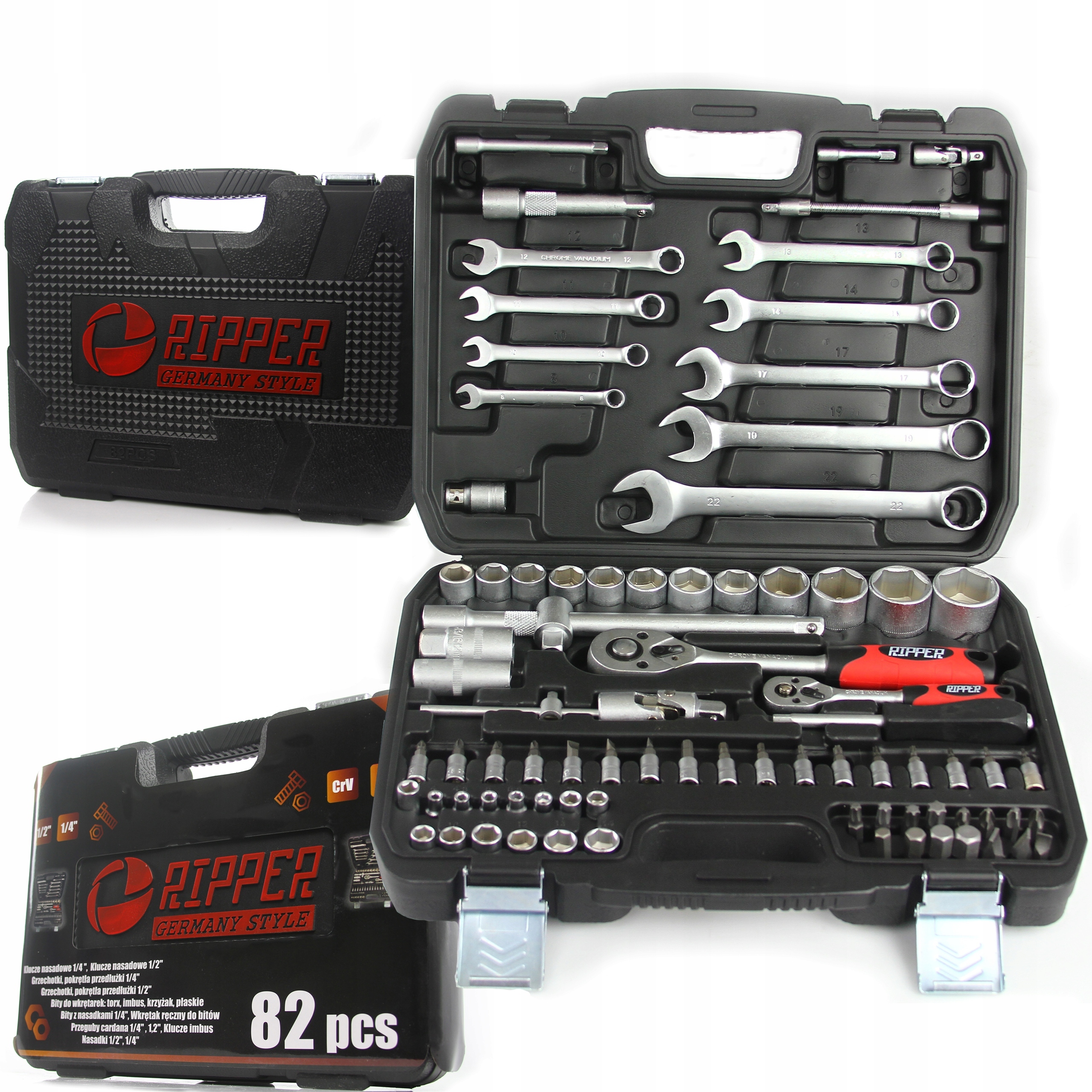 ZESTAW KLUCZY NASADOWYCH KLUCZE NASADOWE 82 EL CRV • Cena, Opinie - Allegro