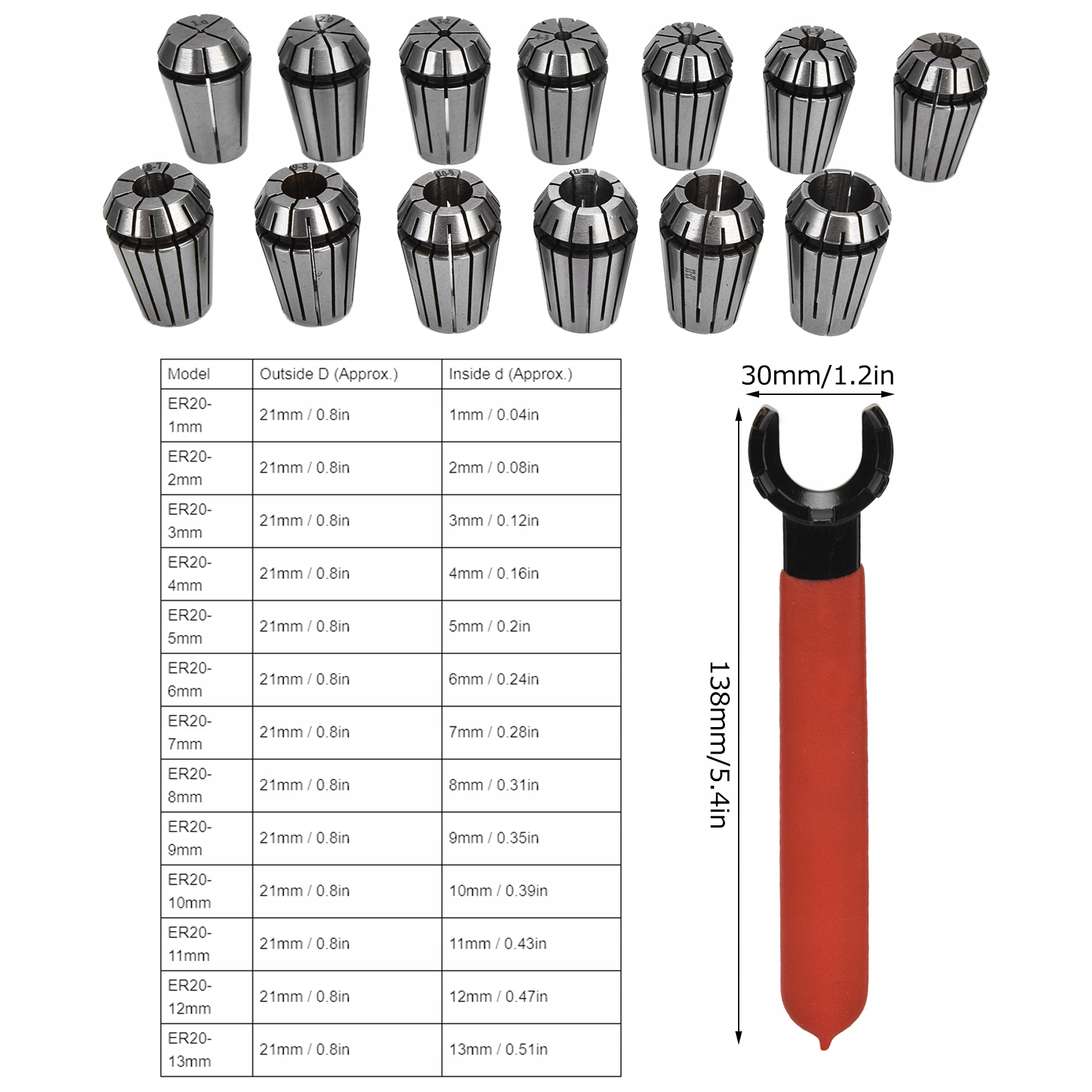ZESTAW TULEJEK TULEJA ZACISKOWA ER20 1-13MM - porównaj ceny - Allegro.pl