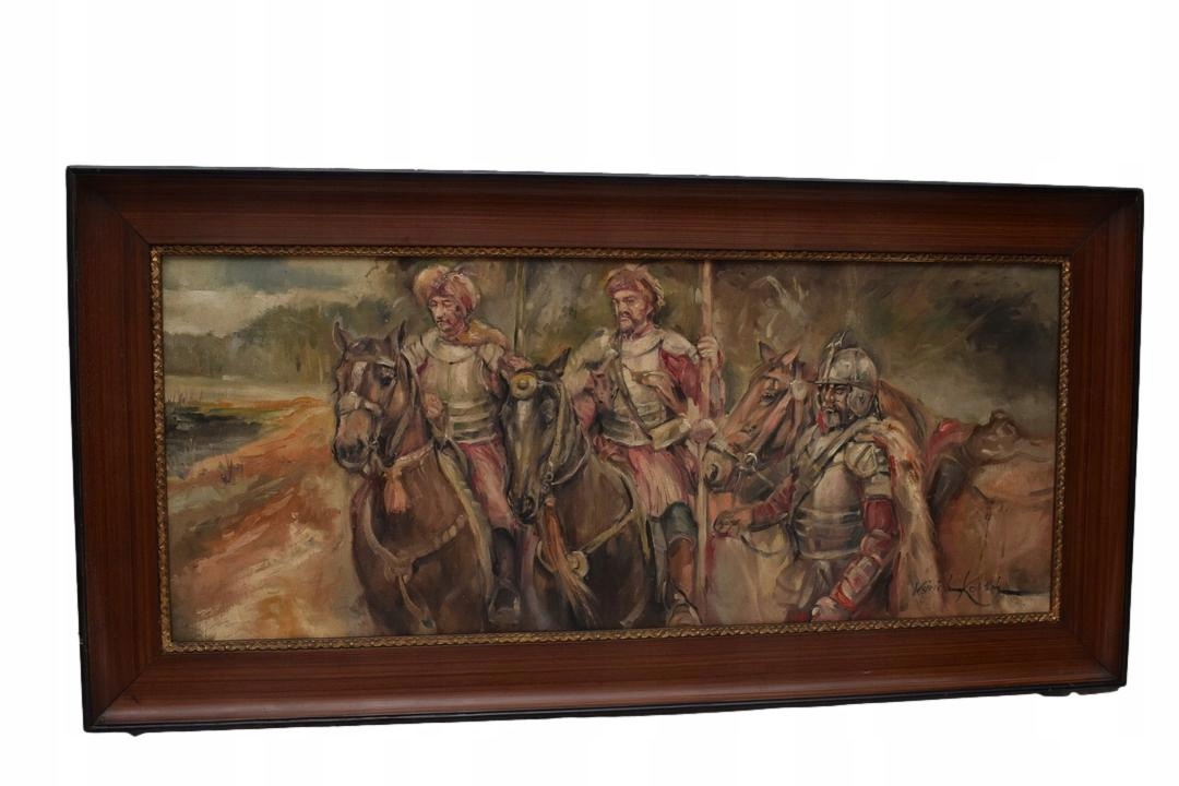 Wojciech Kossak - Husaria Polska na Koniach - Stary Obraz Olejny • Cena ...