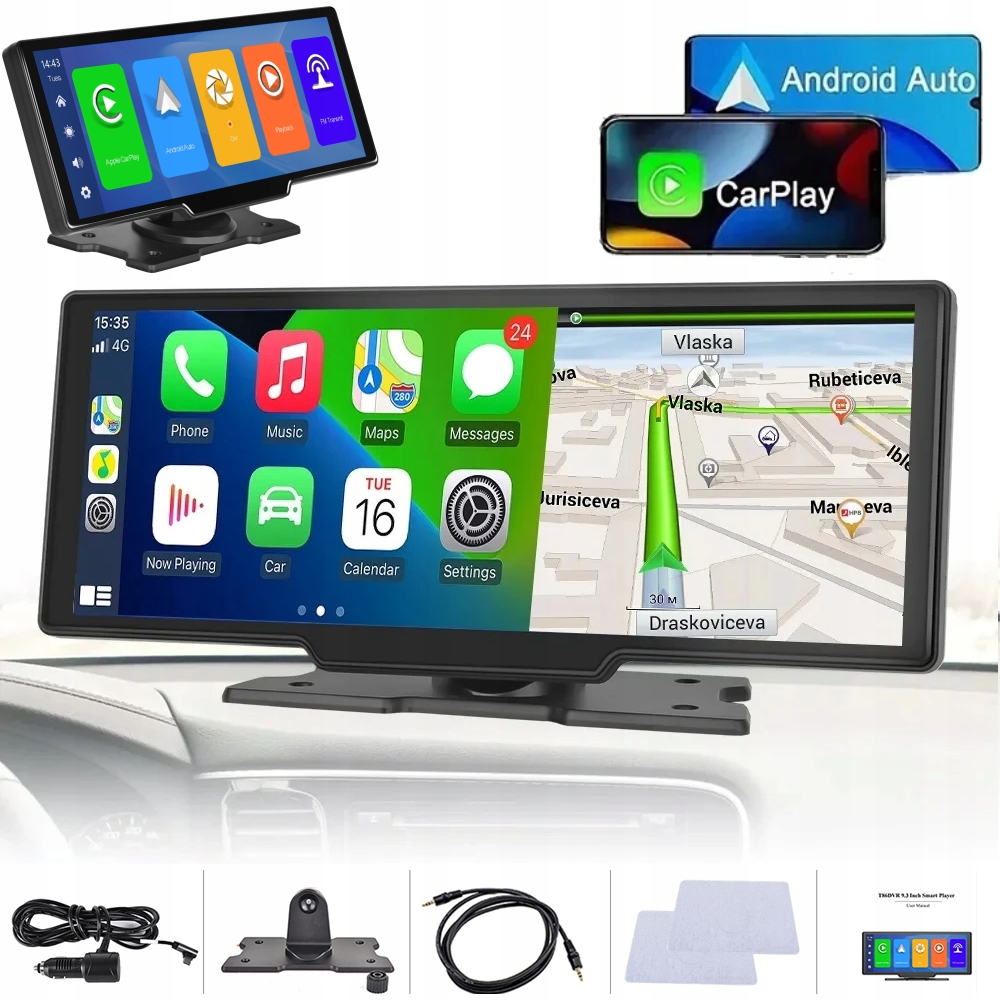 Radio Stacja Multimedialna Ekran Monitor 10,26" Android AUTO Apple ...