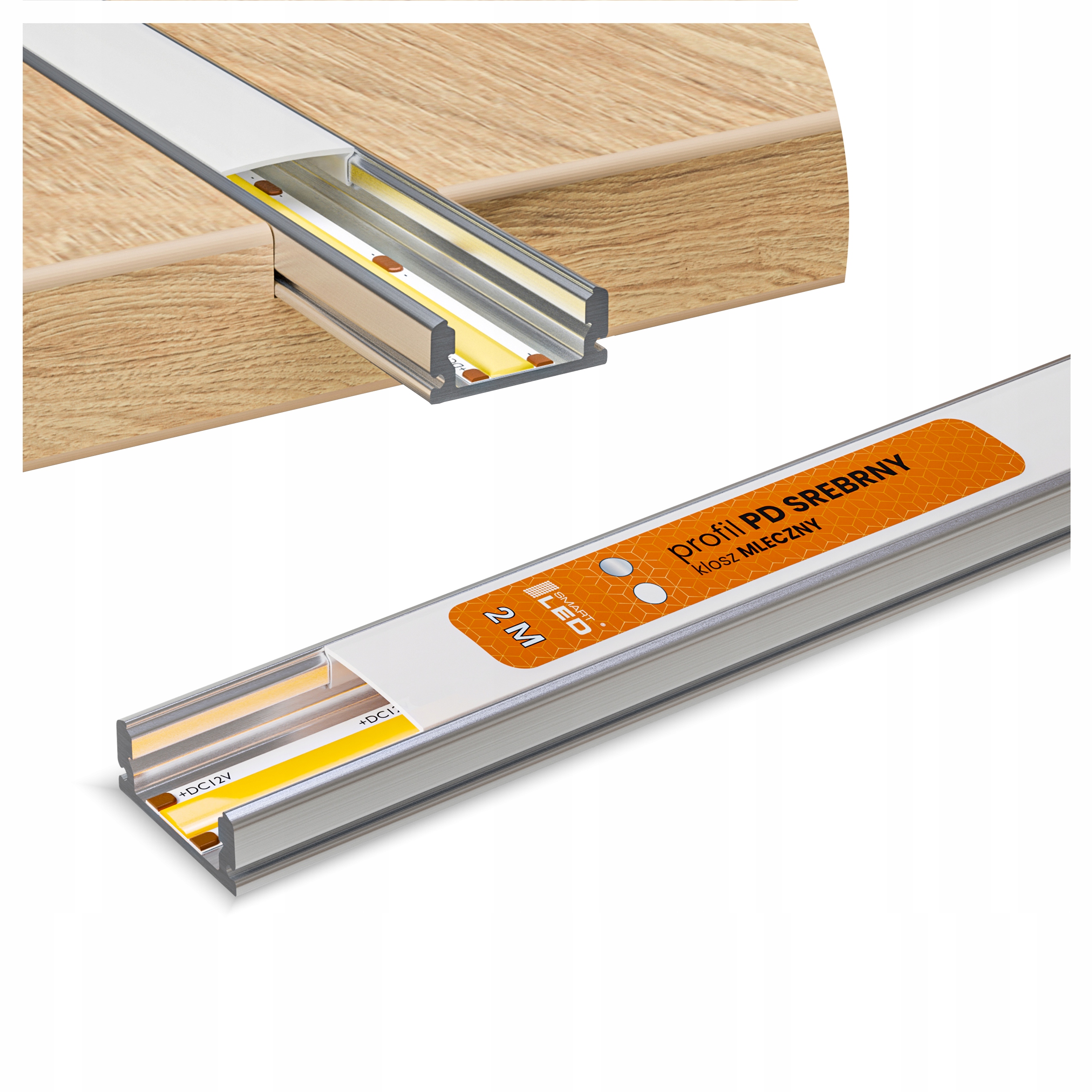 Profil do LED Smartled srebrny nawierzchniowy 200 cm z kloszem mlecznym ...