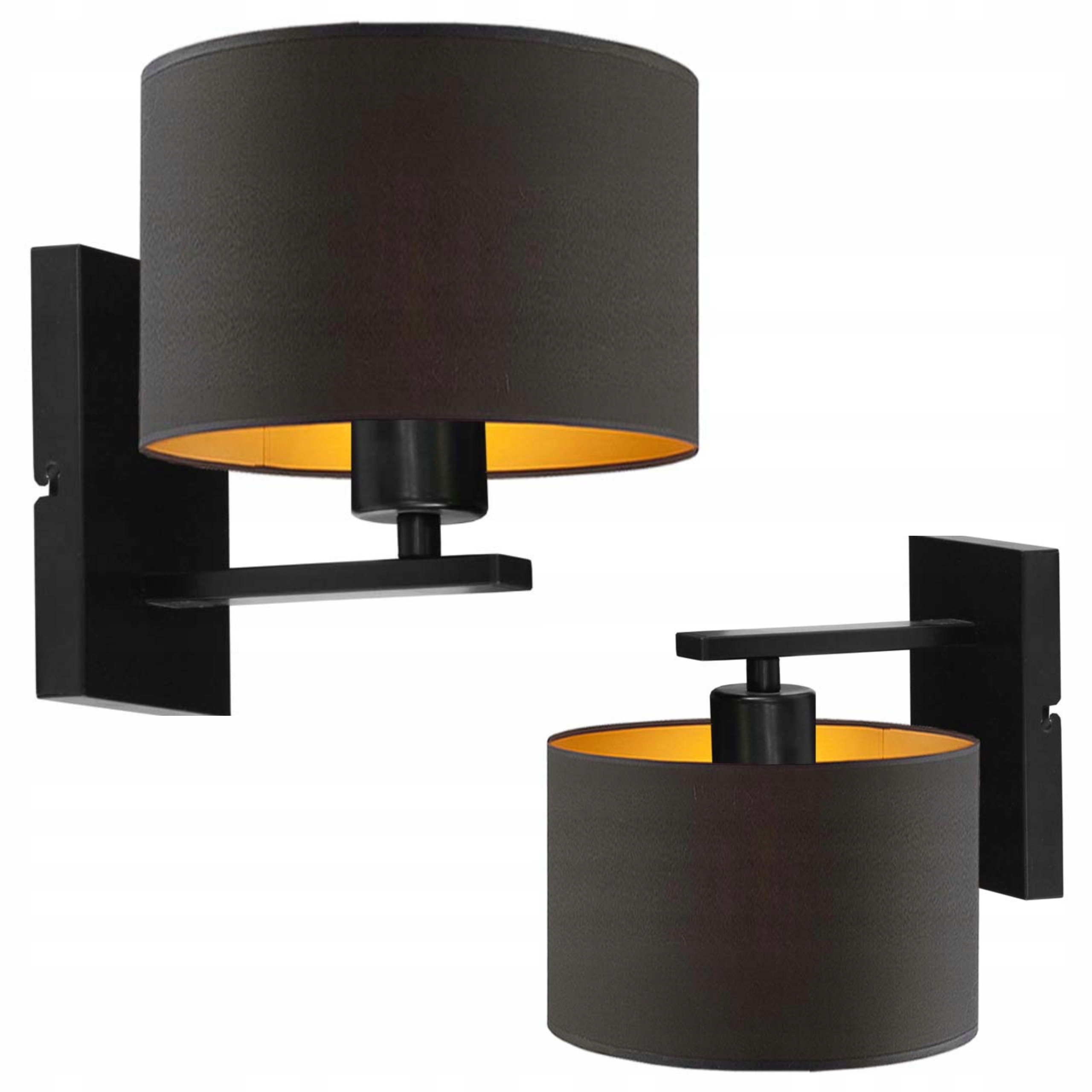 Kinkiet abażur lampa ścienna LED E27 kinkiet ścienny czarny złoto ...