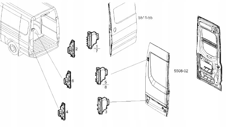 5802343605 - ФИКСИРОВАННЫЕ КОНТАКТЫ ЗАДНЕЙ ДВЕРИ IVECO DAILY 06- купить ...