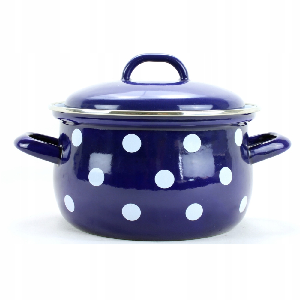 GARNEK EMALIOWANY Z POKRYWĄ DUŻY EMALIA 24CM INDUKCJA GAZ BELIS 6,1L ...