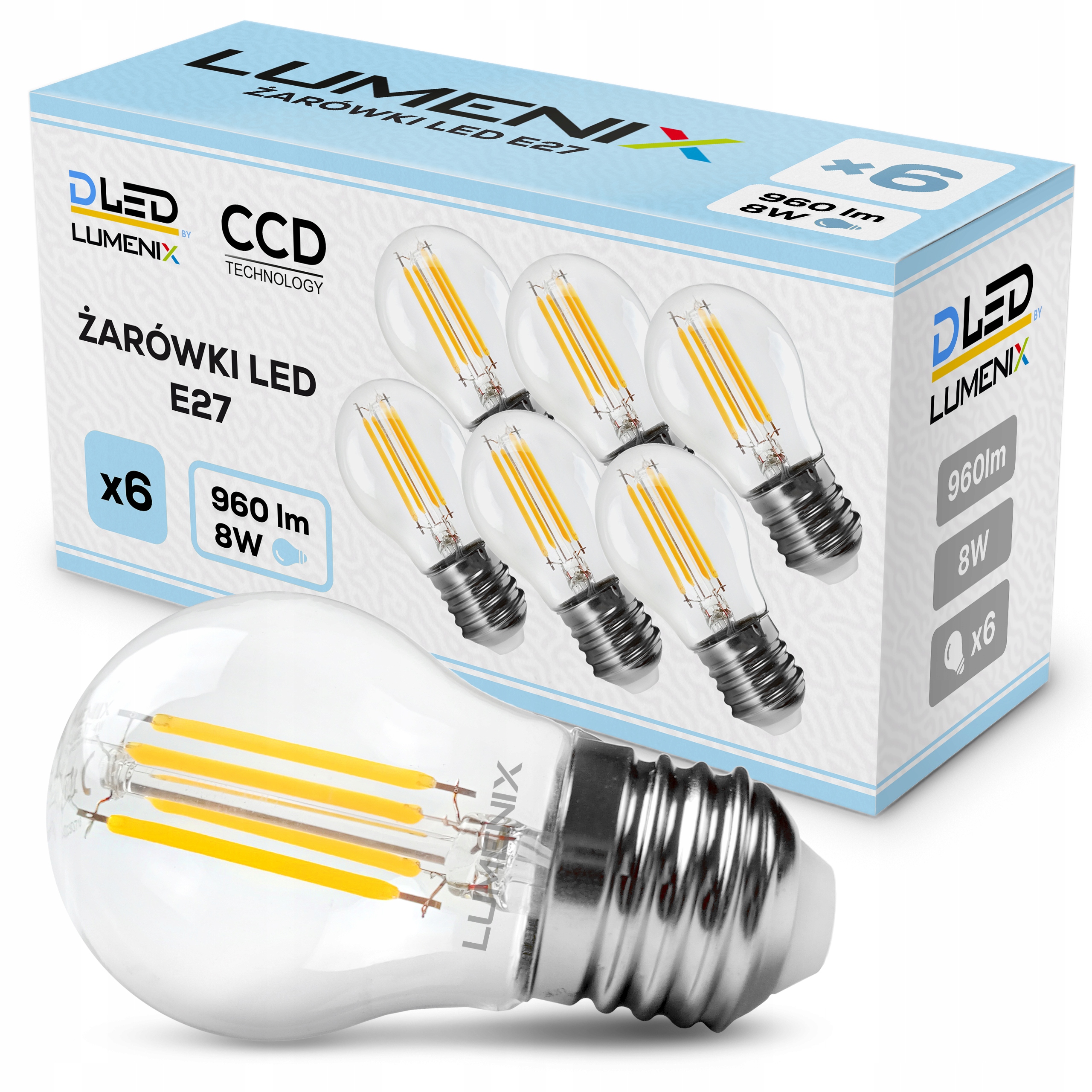 6x Żarówka E27 LED FILAMENT 8W NEUTRALNA Edison (5906190851680) • Cena ...