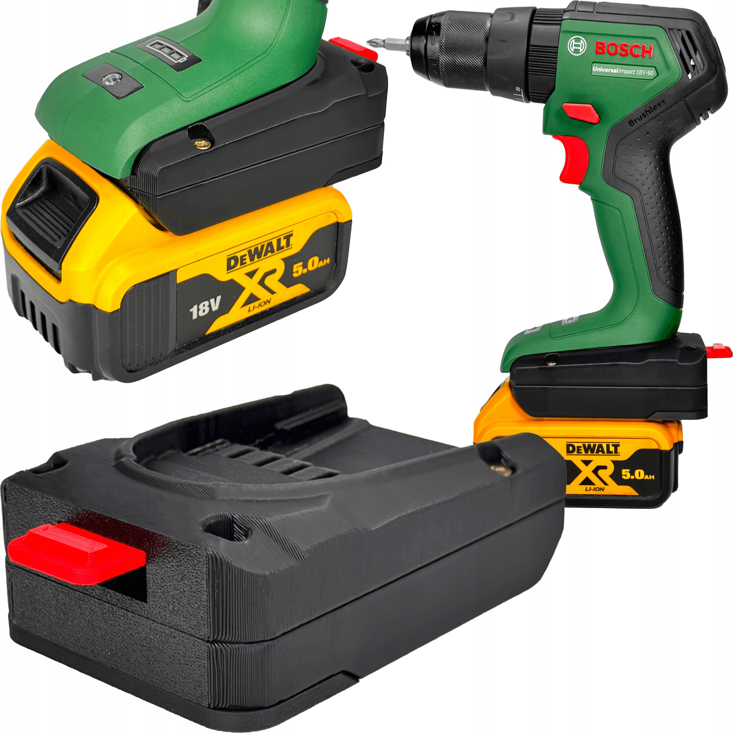 ADAPTER PRZEJŚCIÓWKA Z NARZĘDZIA BOSCH PBA 18V DO BATERII DEWALT 18V XR ...