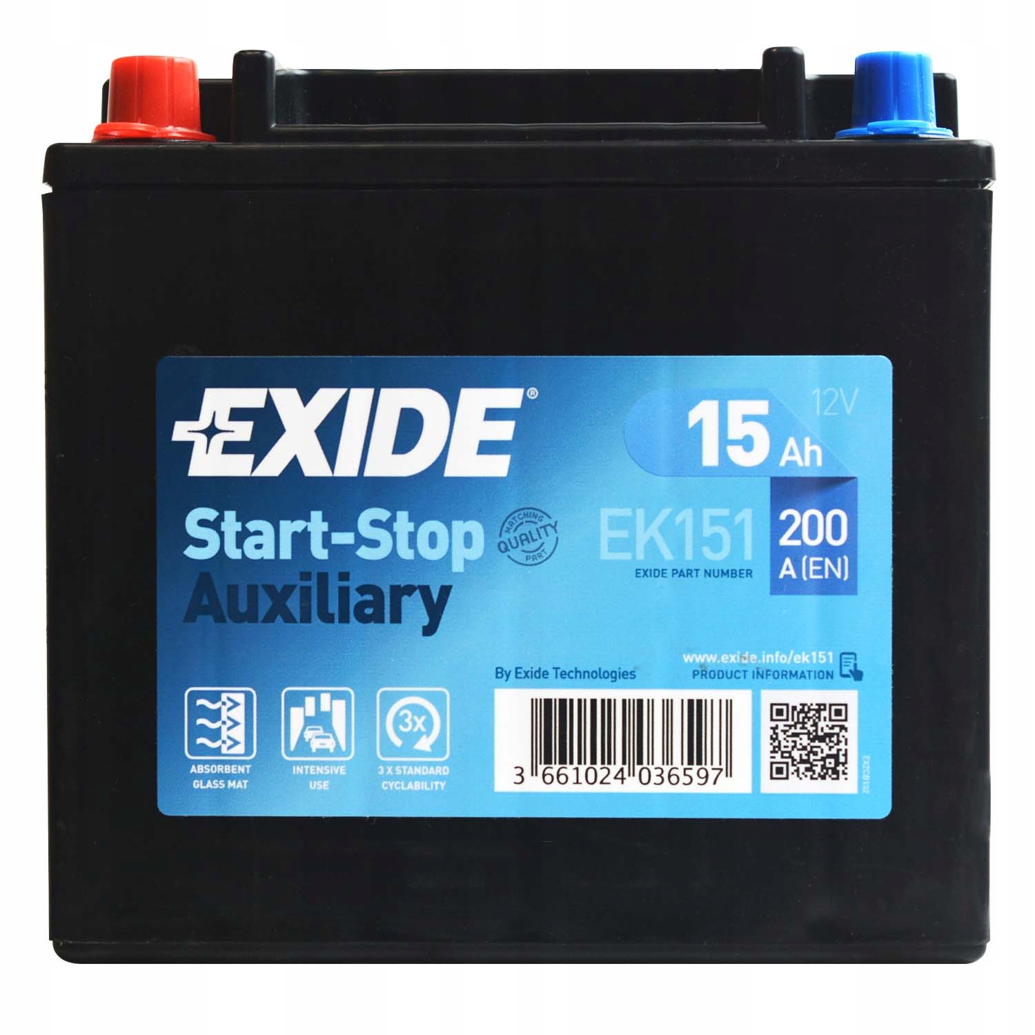 EXIDE START-STOP AUX AGM EK151 12V 15Ah 200A 0732751159279 za 271.99PLN ...