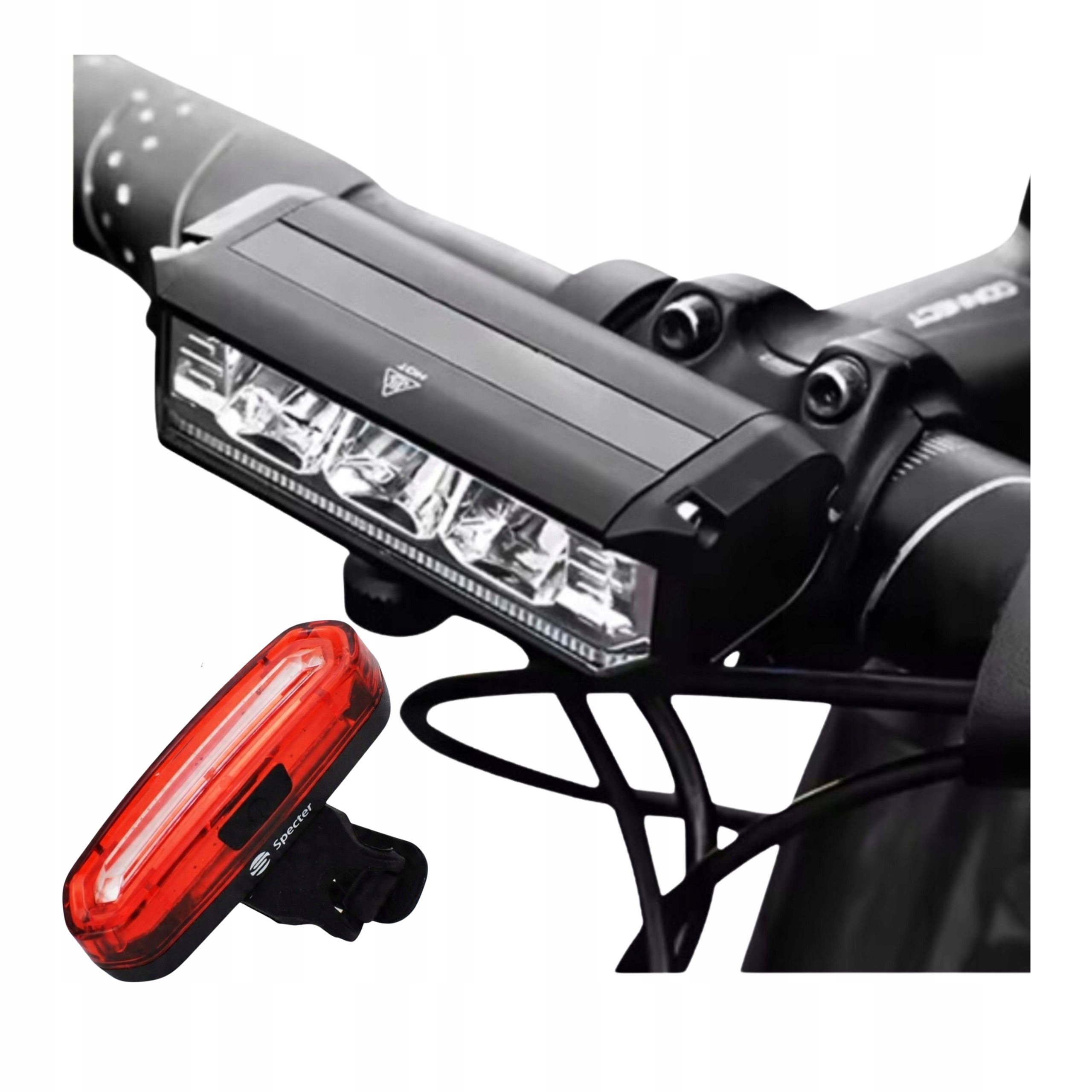 ZESTAW LAMPEK ROWEROWYCH SPECTER EOS610 1000LM USB LED AQY 120LM IP65 ...