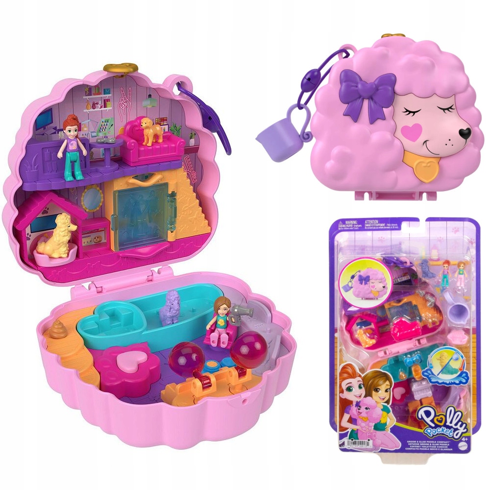 ZESTAW KOMPAKTOWY POLLY POCKET SALON PIĘKNOŚCI PUDELKA ZMIENIA KOLOR +LALKI (194735109135 ...
