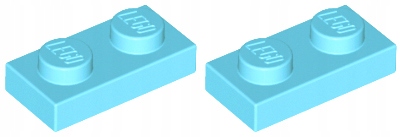 LEGO ÚJ: 3023-as lap / plate 1x2, azúrkék / medium azure - 2 db, • Ár ...