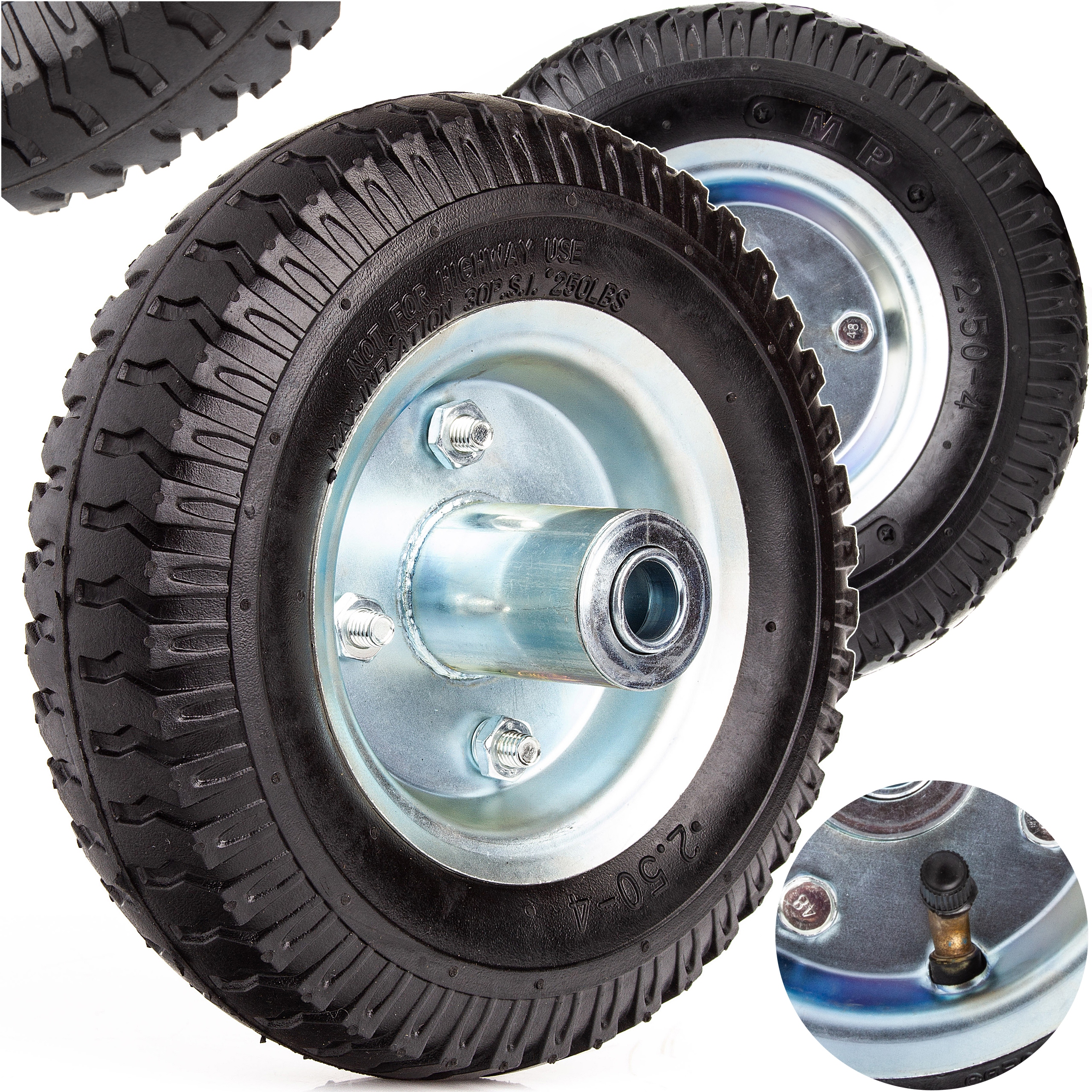 KOŁO 2,5-4 2,5/4 KÓŁKO DO WÓZKA TACZKI POMPOWANE MOCNE 215 mm ; 21,5 cm ...